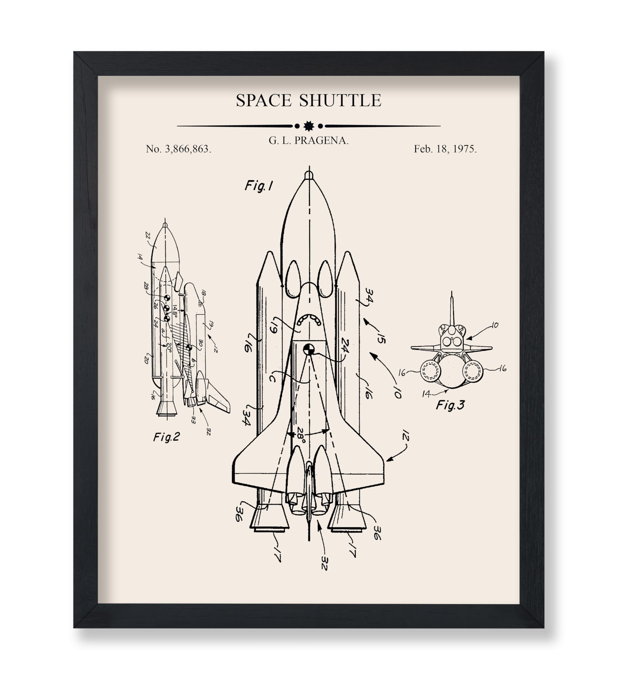 Poster Master Space Shuttle Blueprint Poster - Space Rocket Patent ...