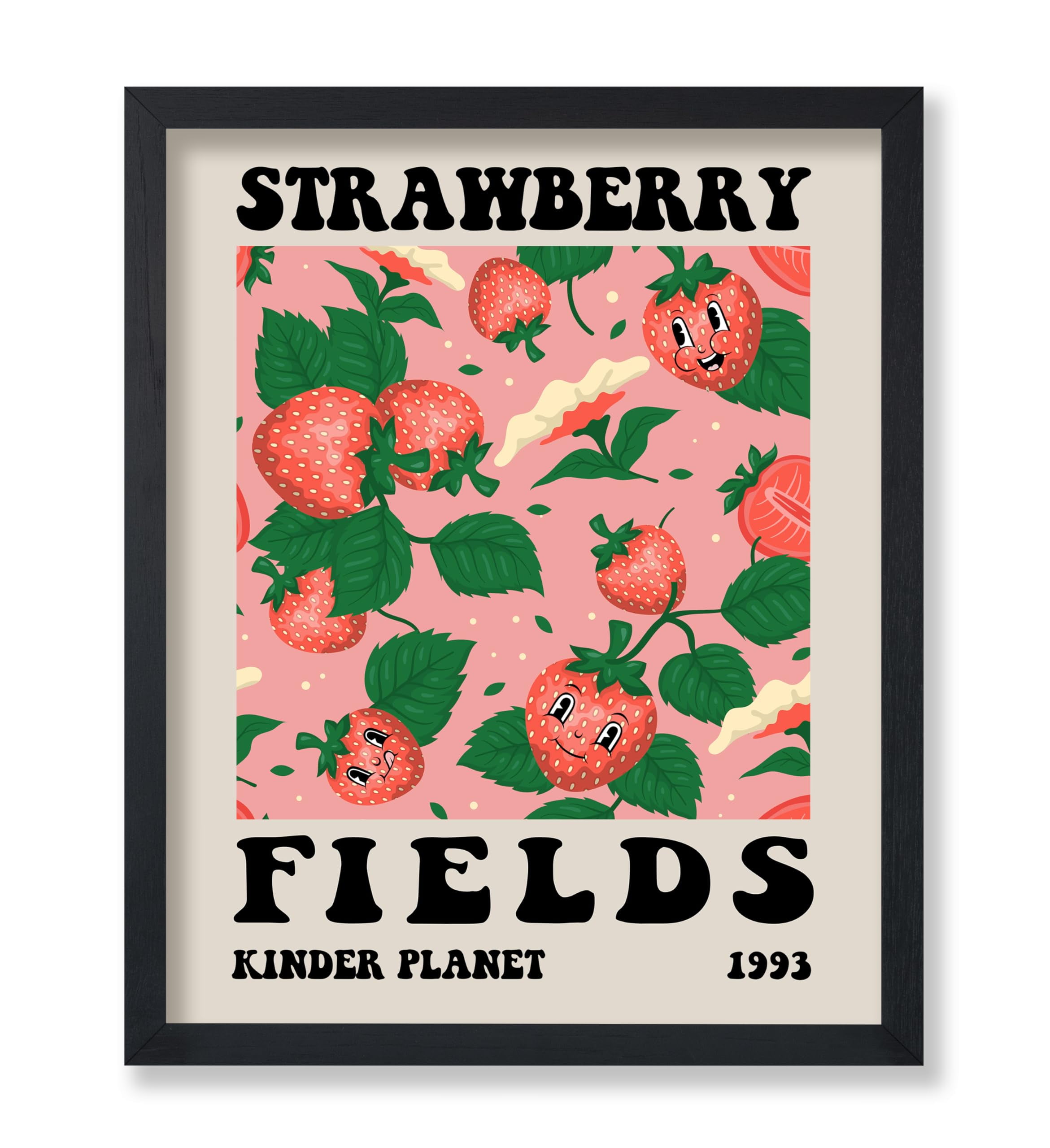 Poster Master Strawberry Fields Poster - Retro Strawberry Print - Fruit ...