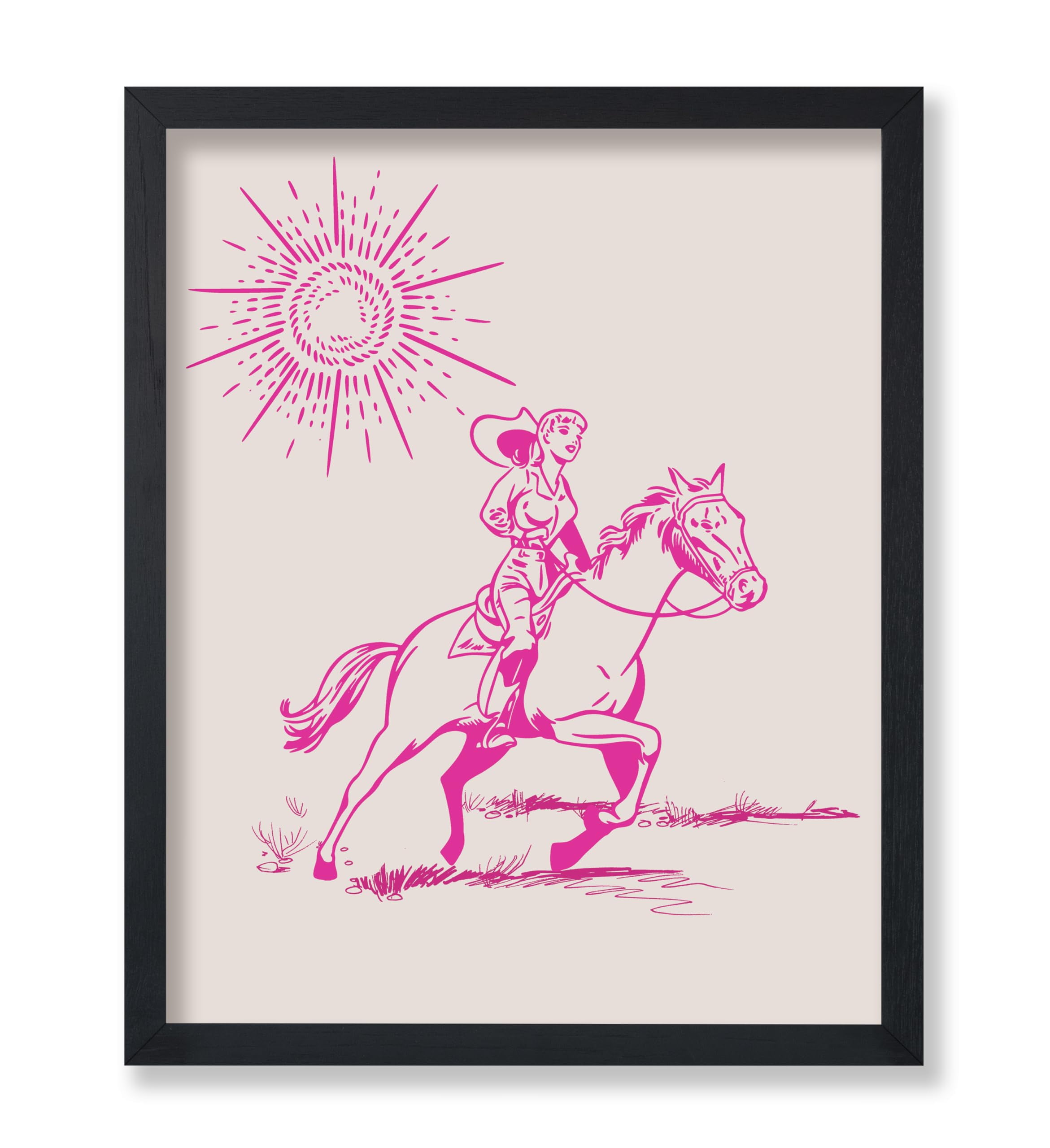 Poster Master Sunset Cowgirl Poster - Retro Pink Cowgirl Print ...