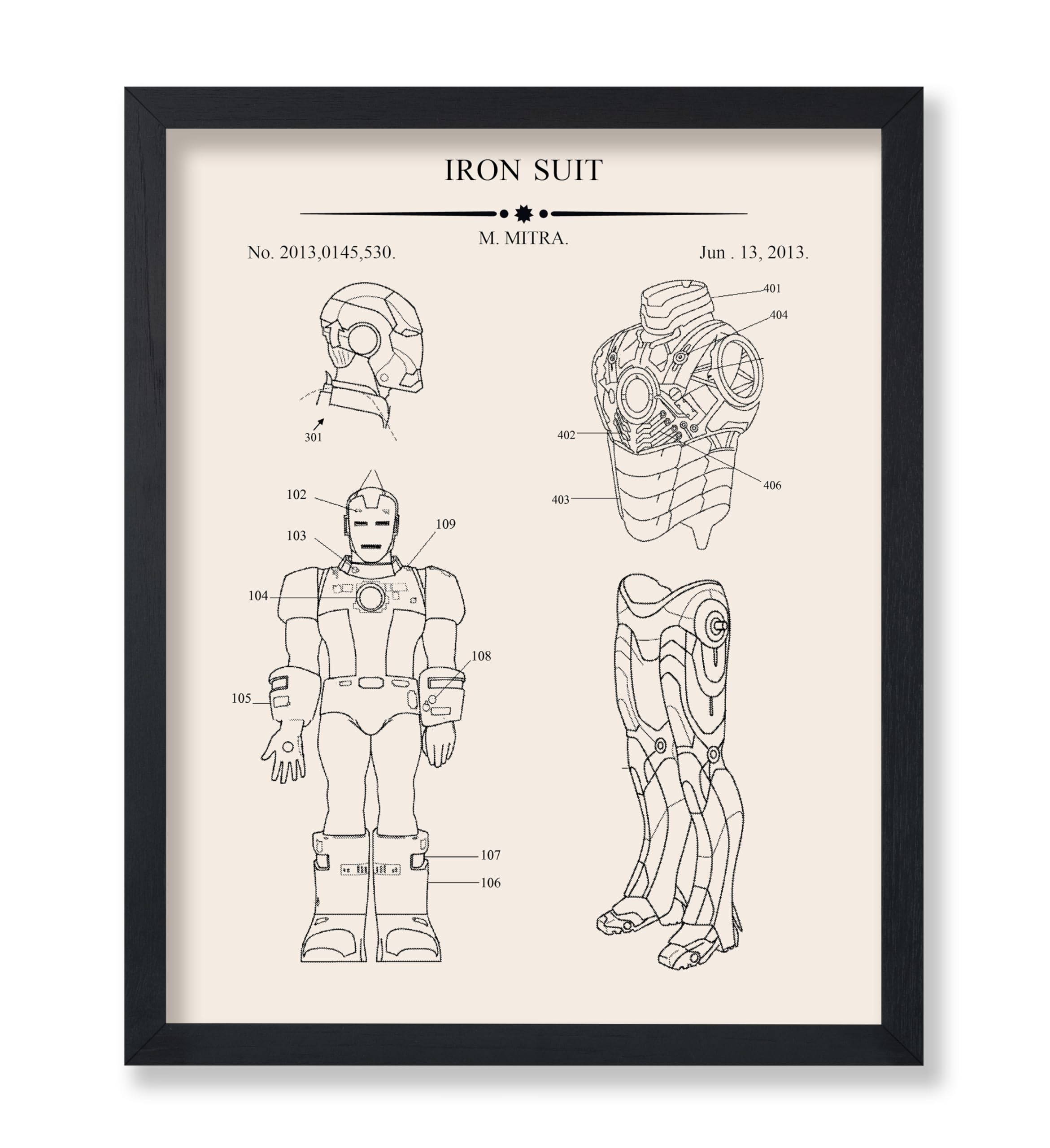 Poster Master Superhero Blueprint Poster - Superhero Suit Patent Print ...