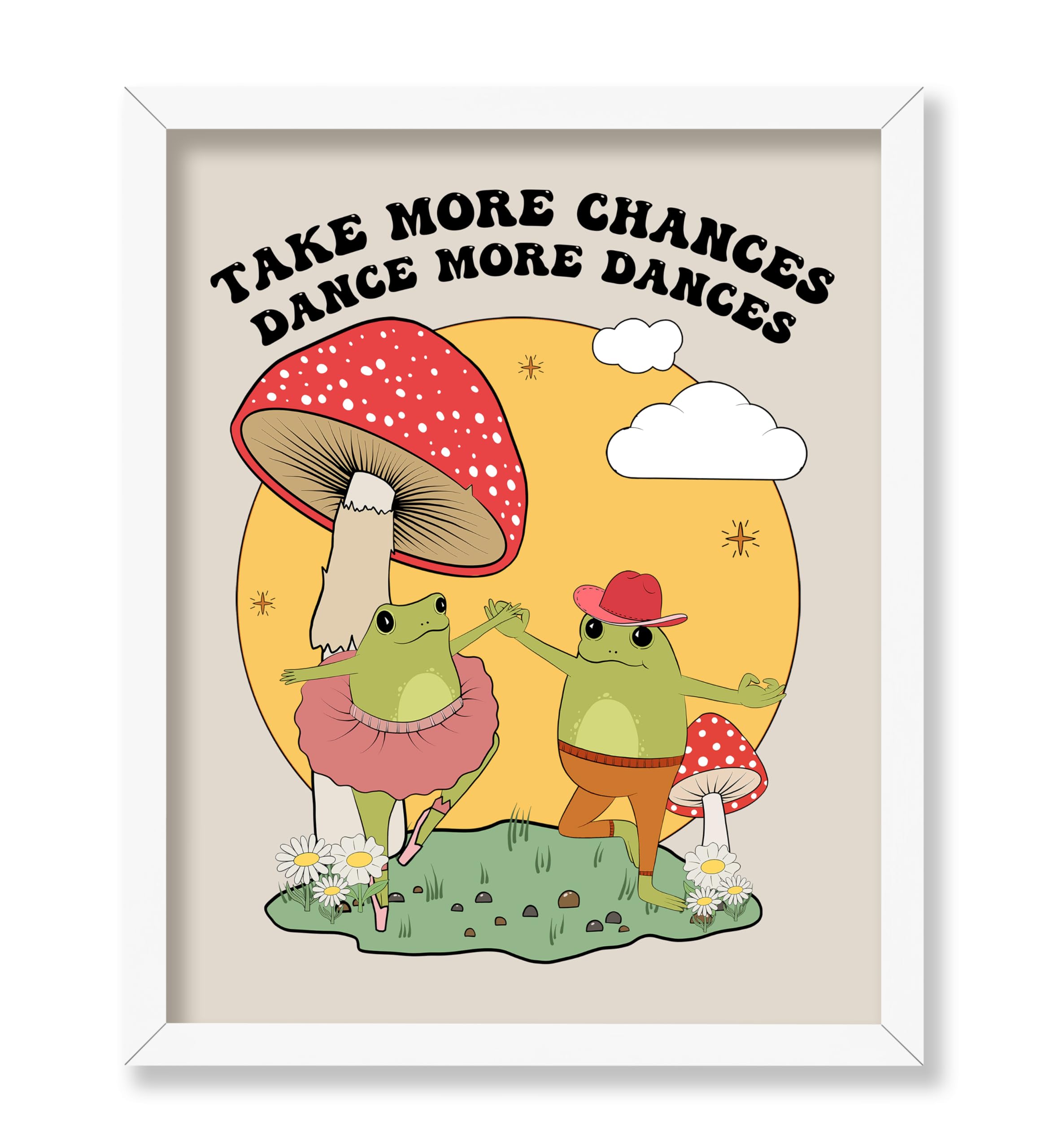 Poster Master Take More Chances Poster - Retro Dancing Frogs Print - Dance Art - Encouraging Art ...