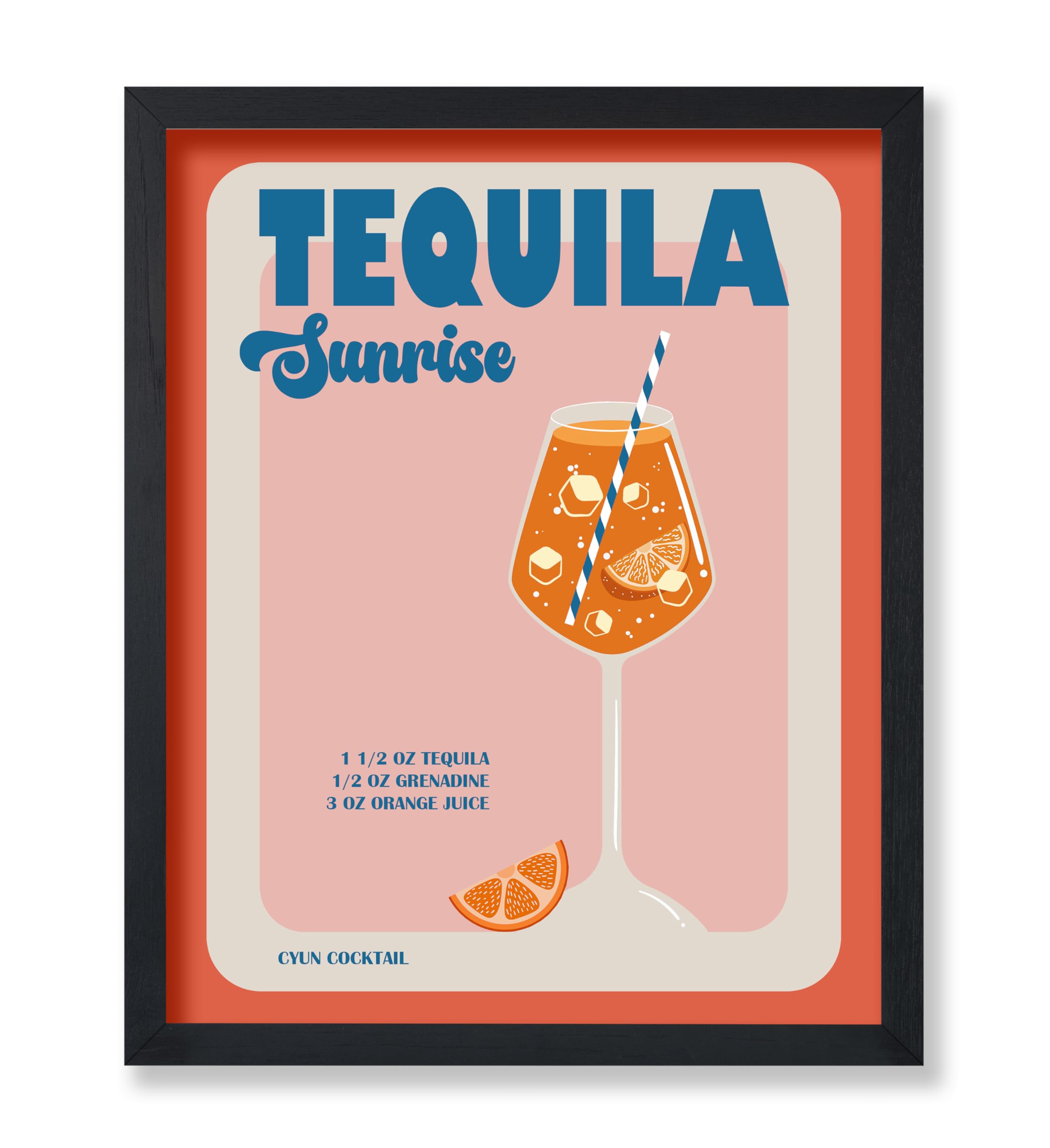 Poster Master Tequila Sunrise Poster - Retro Cocktail Recipe Print ...