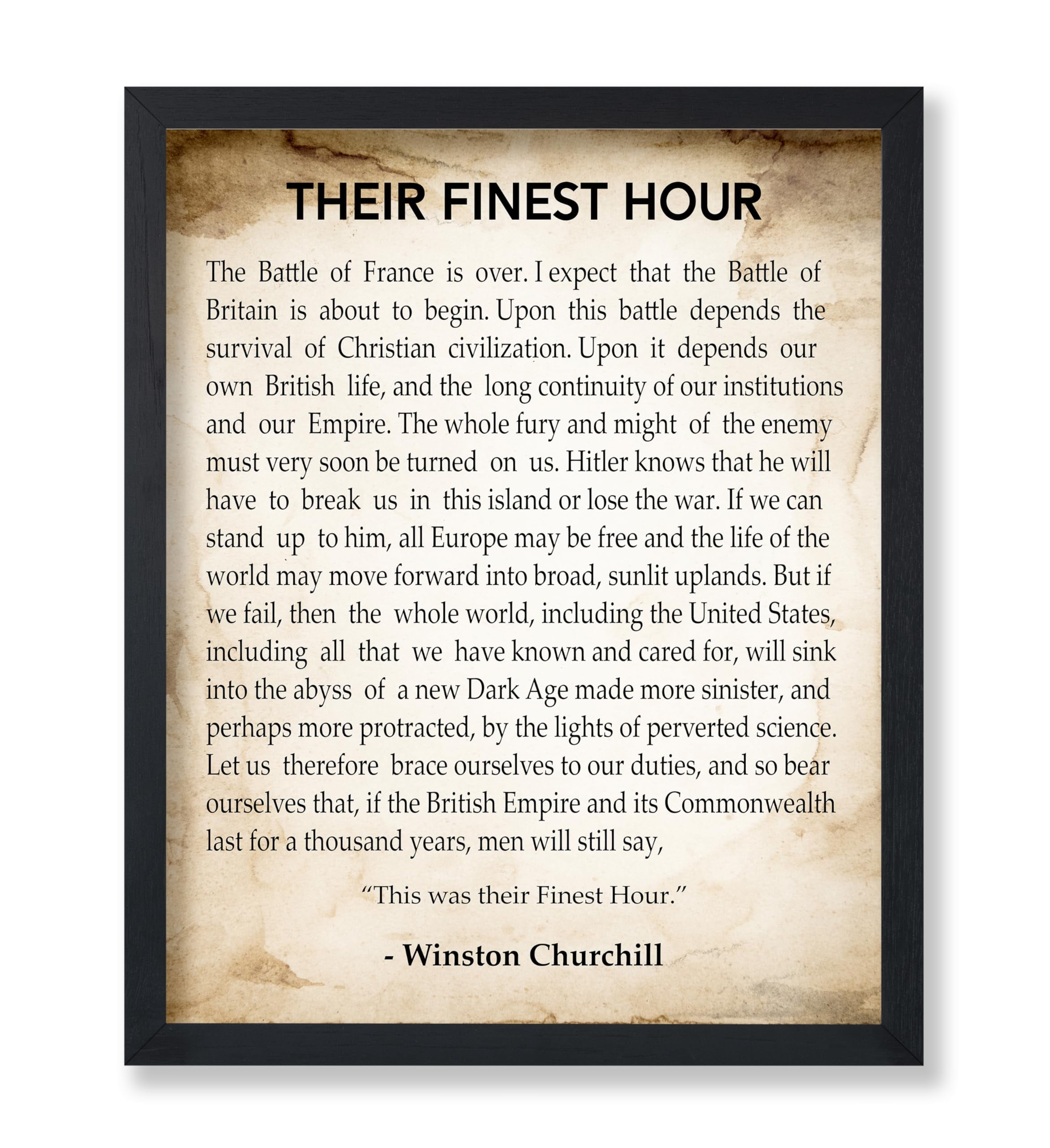 Poster Master Their Finest Hour Poster - Winston Churchill Speech Print ...