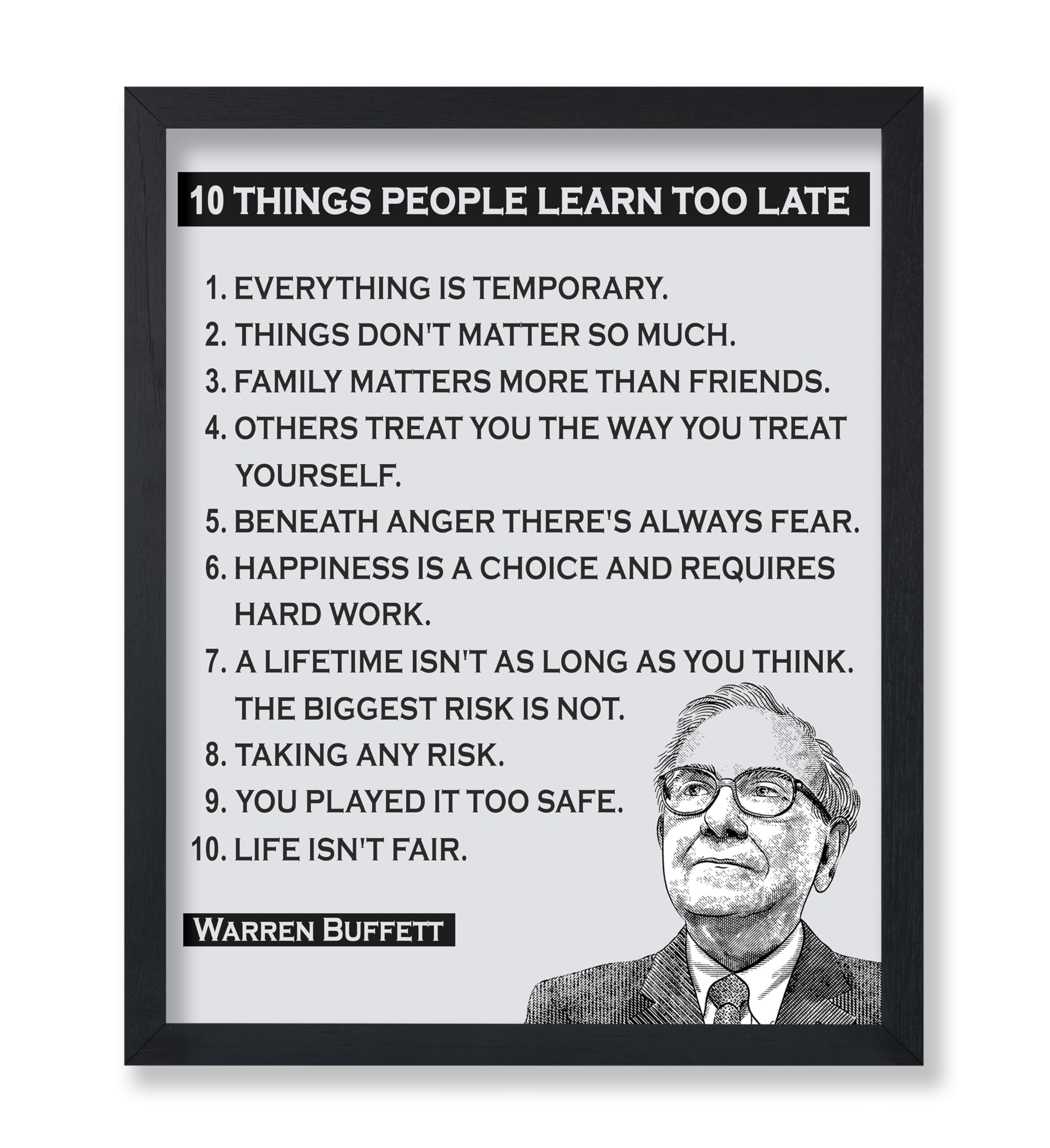 Poster Master Things People Learn Too Late Poster - Warren Buffett ...