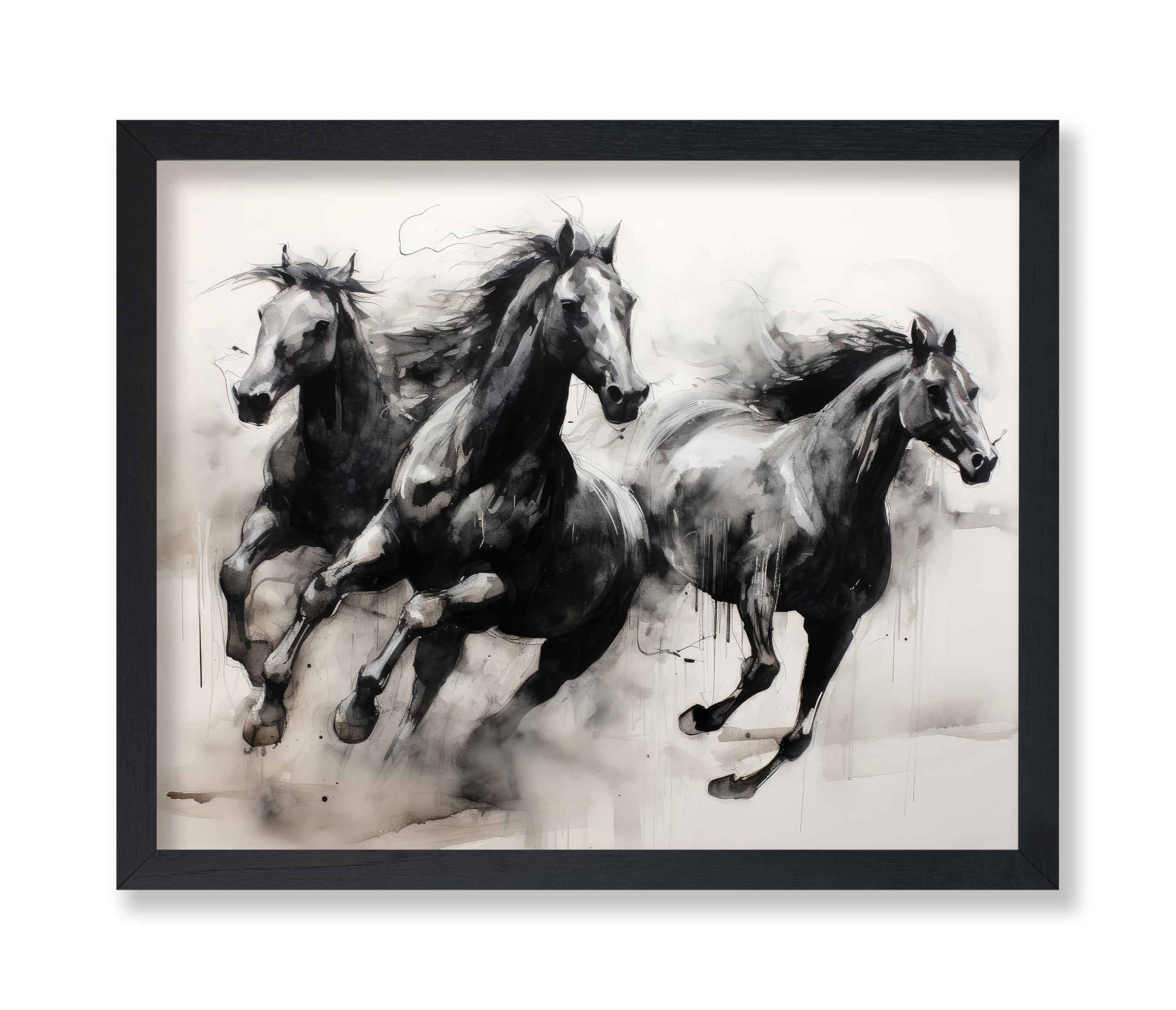 Poster Master Three Running Horses Poster - Retro Horse Print - Sketch ...