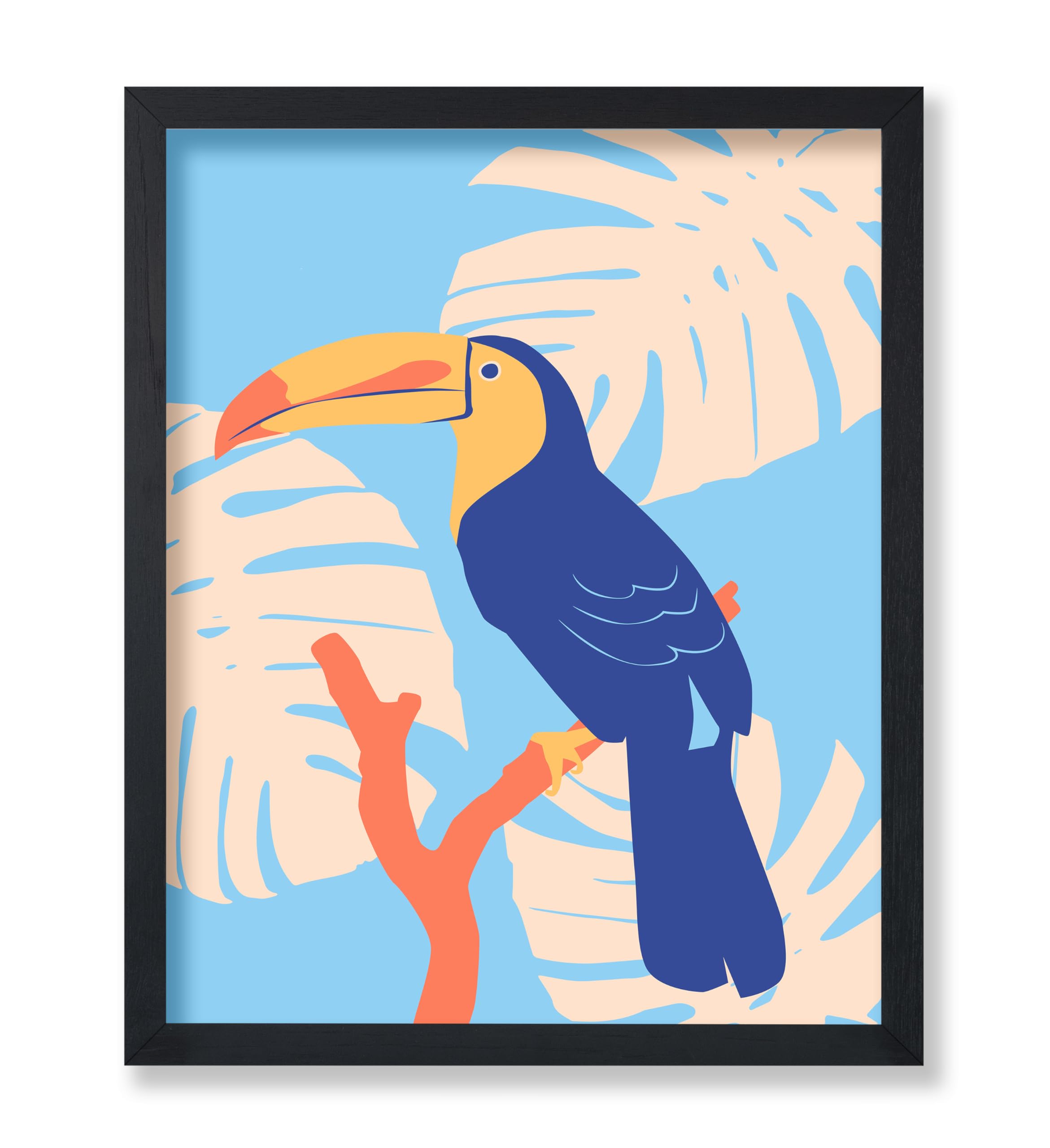 Poster Master Toucan Poster - Retro Monstera Leaves Print - Bird Art ...