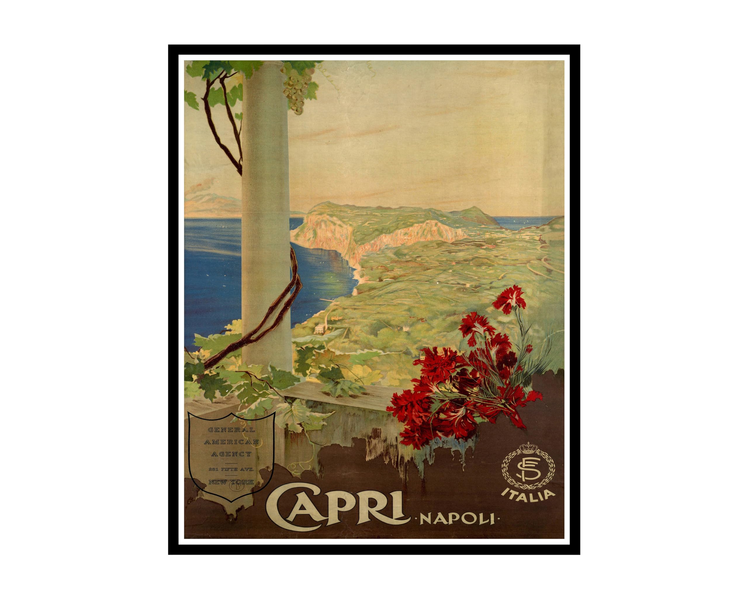 Poster Master Travel Poster - Vintage Capri Italy Print - 16x20 ...