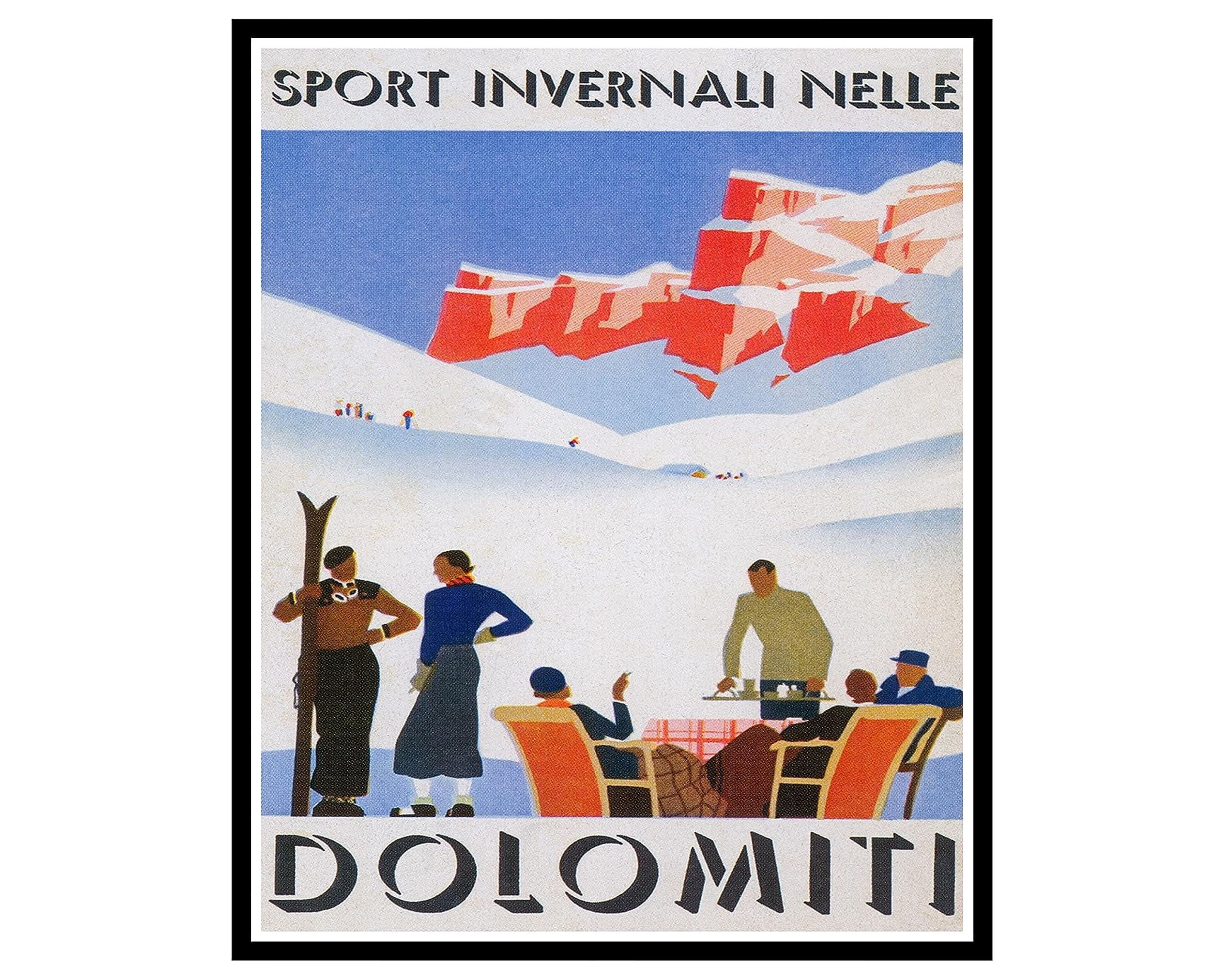 Poster Master Travel Poster - Vintage Dolomites Italy Ski Print ...