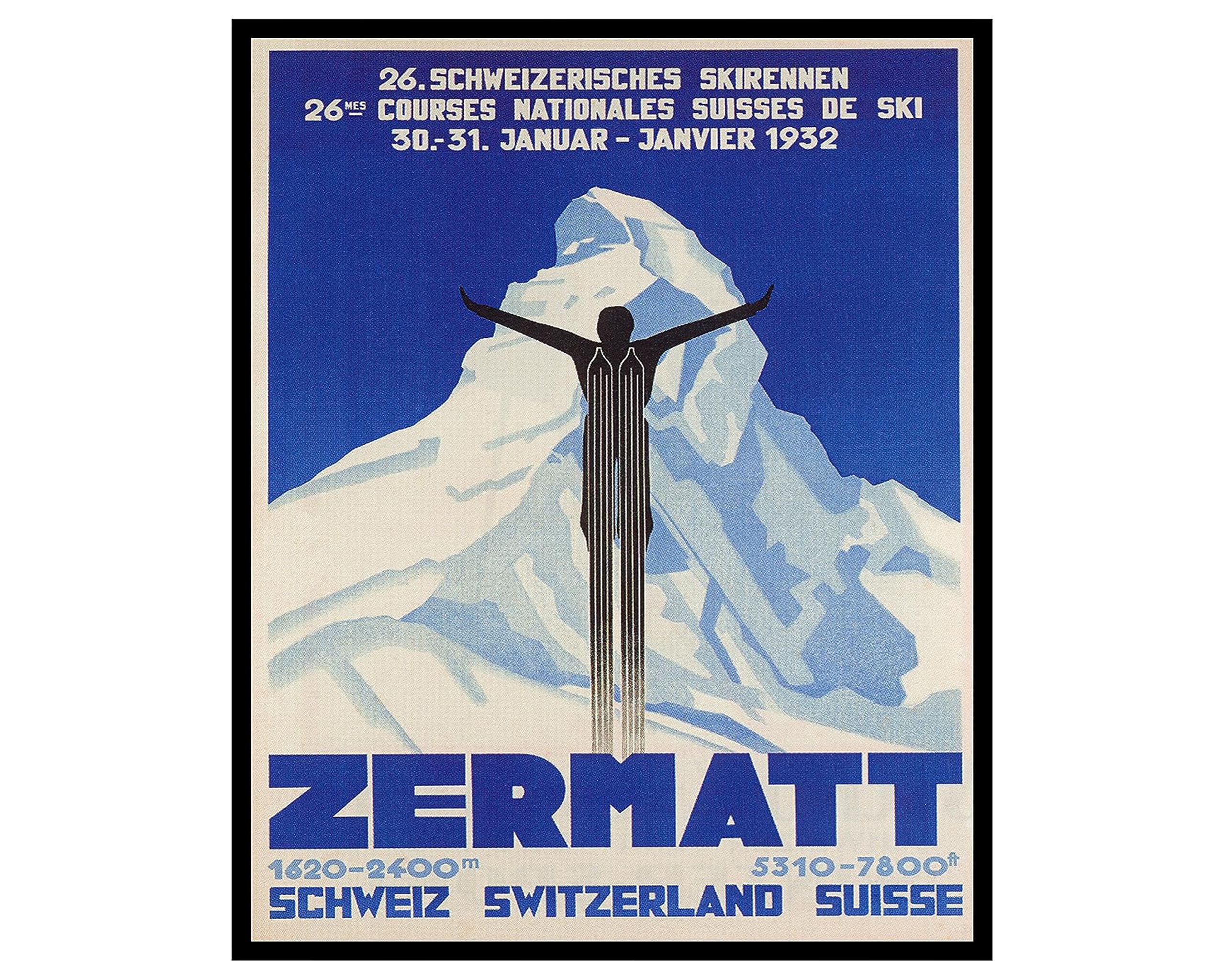 Poster Master Travel Poster - Zermat Switzerland Ski Wall Art - Vintage ...