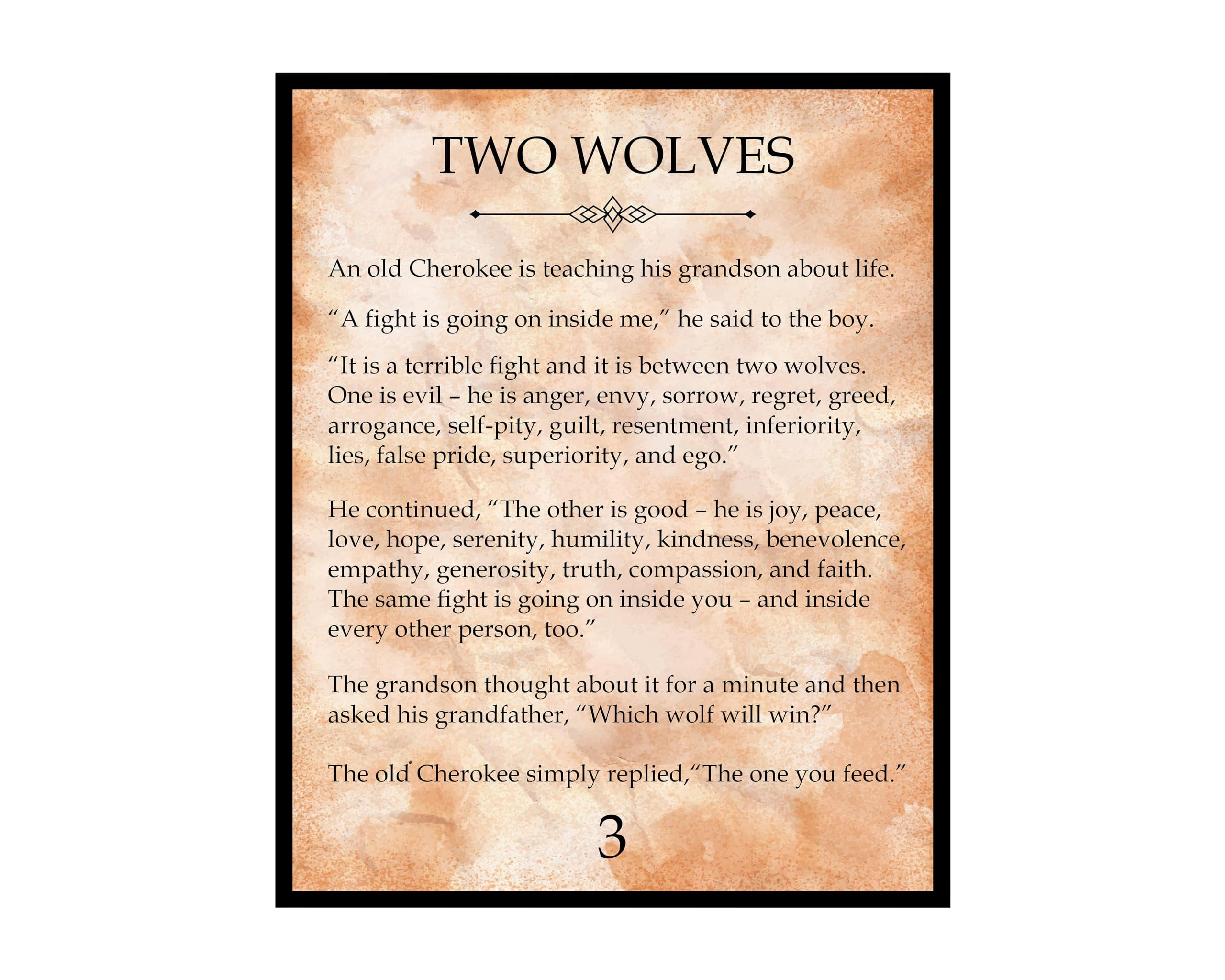 Poster Master Two Wolves Poster - Cherokee Story Print - Story Book Art ...
