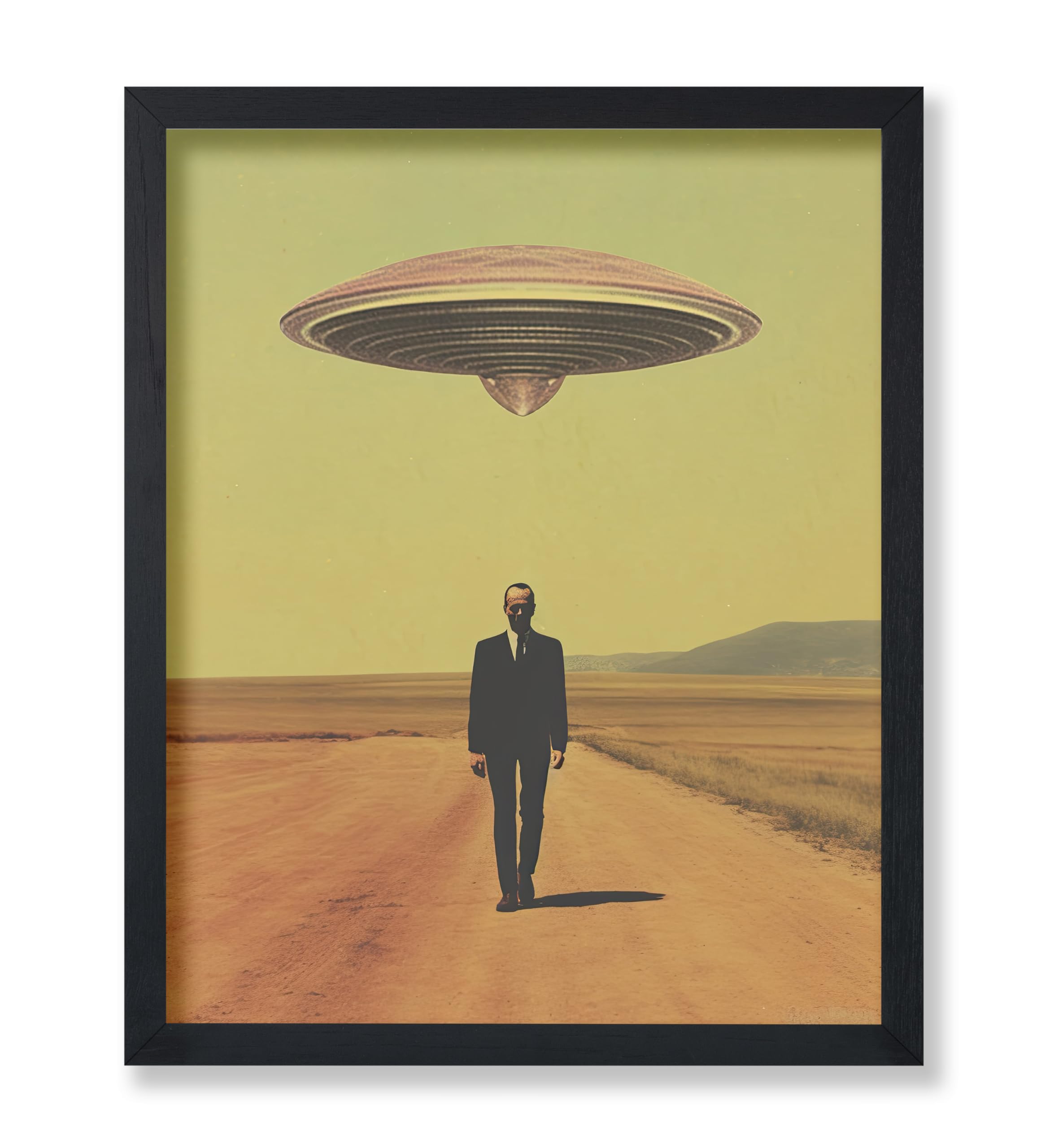 Poster Master UFO Poster - Man In Desert Print - Extraterrestrial Art ...