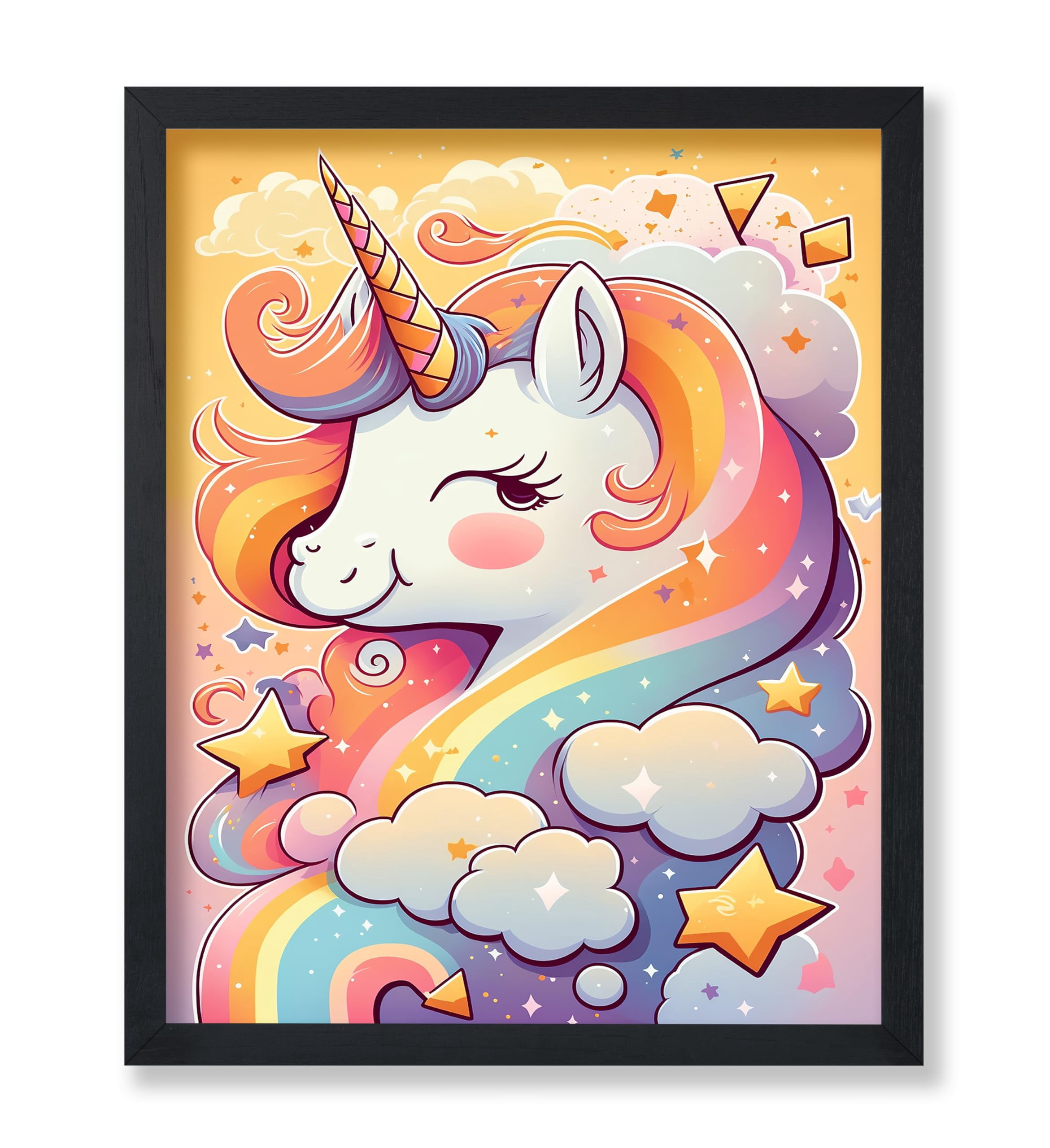 Poster Master Unicorn Poster - Cute Unicorn Portrait Print - Clouds ...
