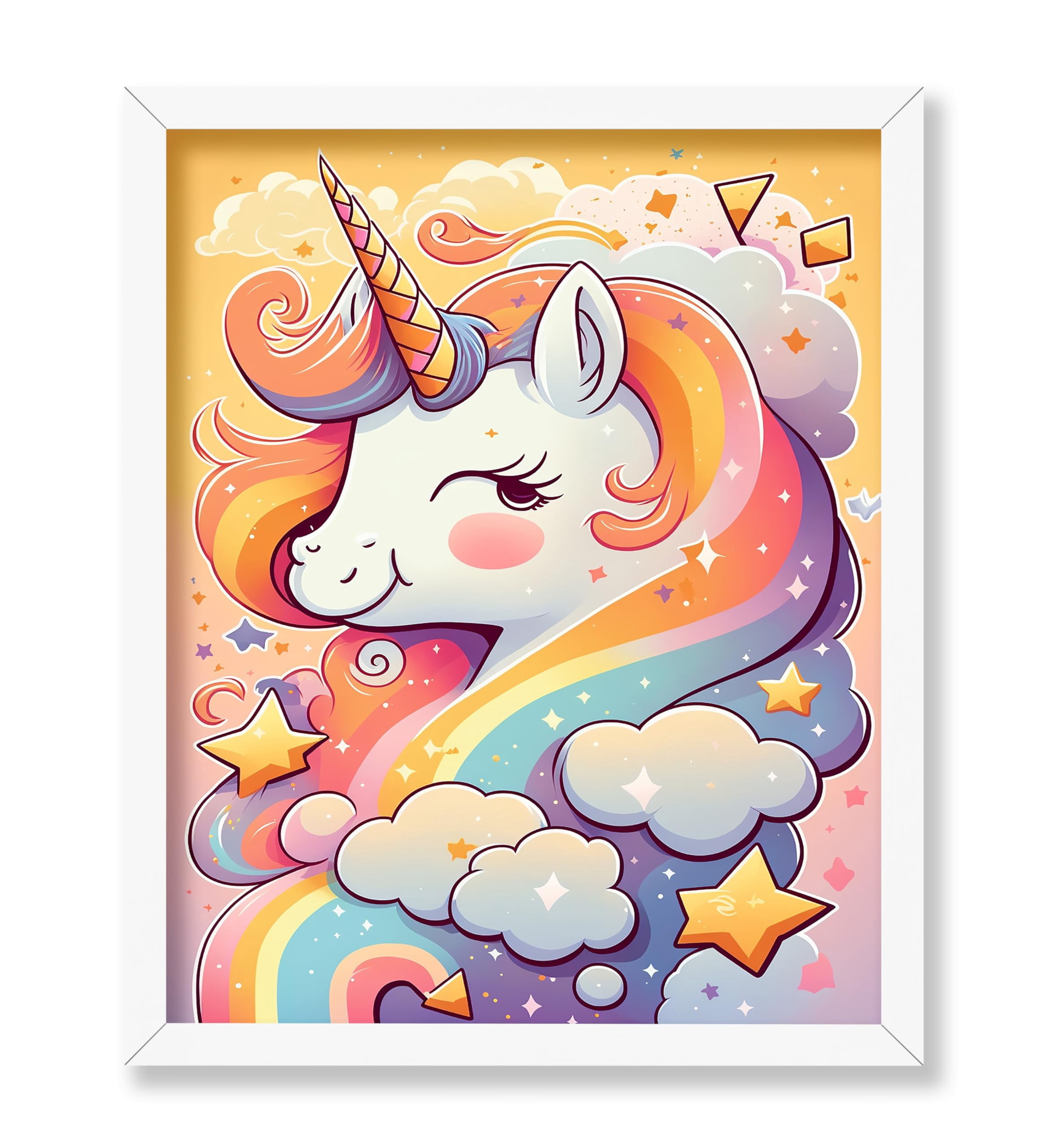 Poster Master Unicorn Poster - Cute Unicorn Portrait Print - Clouds ...