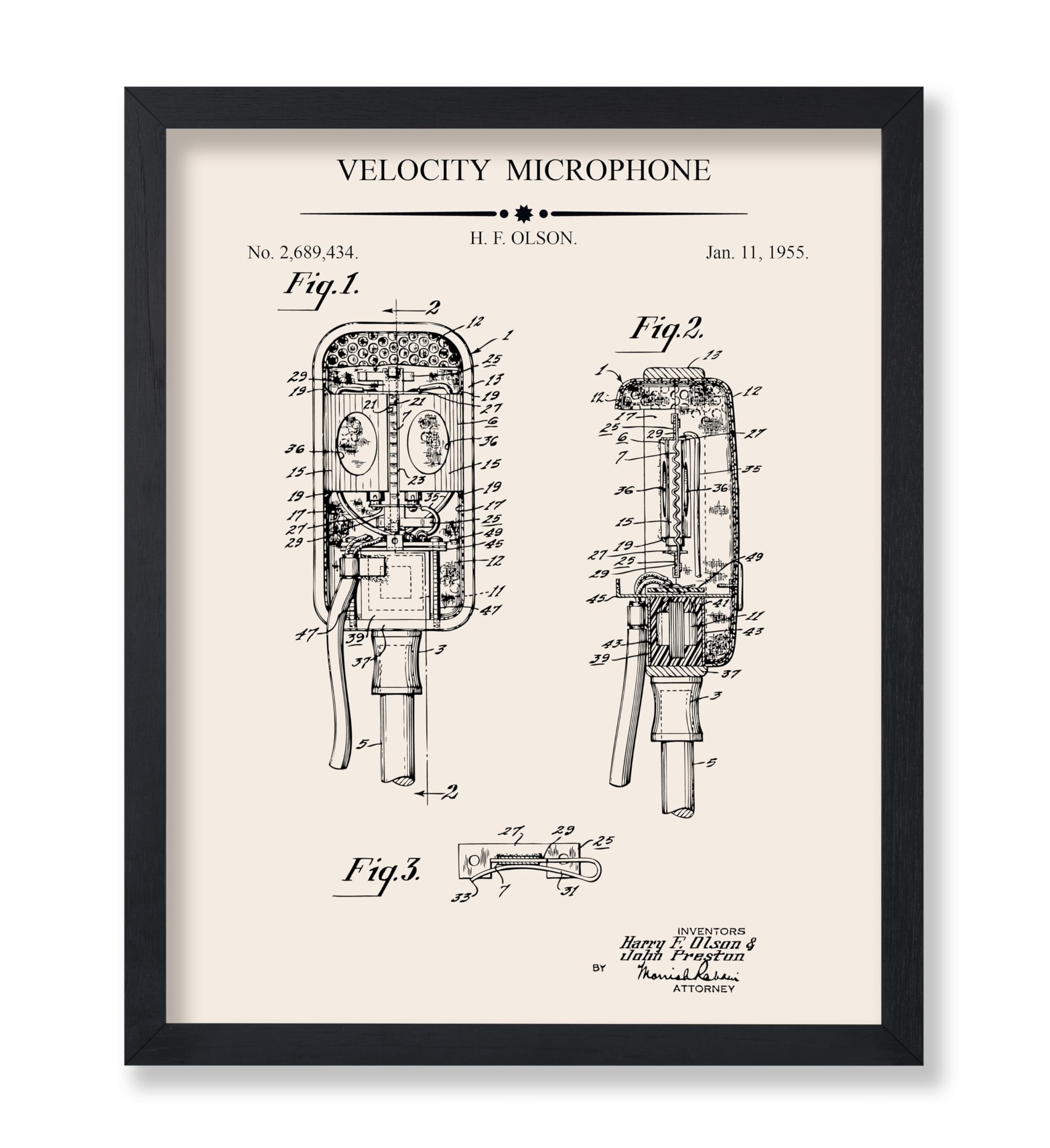Poster Master Velocity Microphone Blueprint Poster - Microphone Patent ...