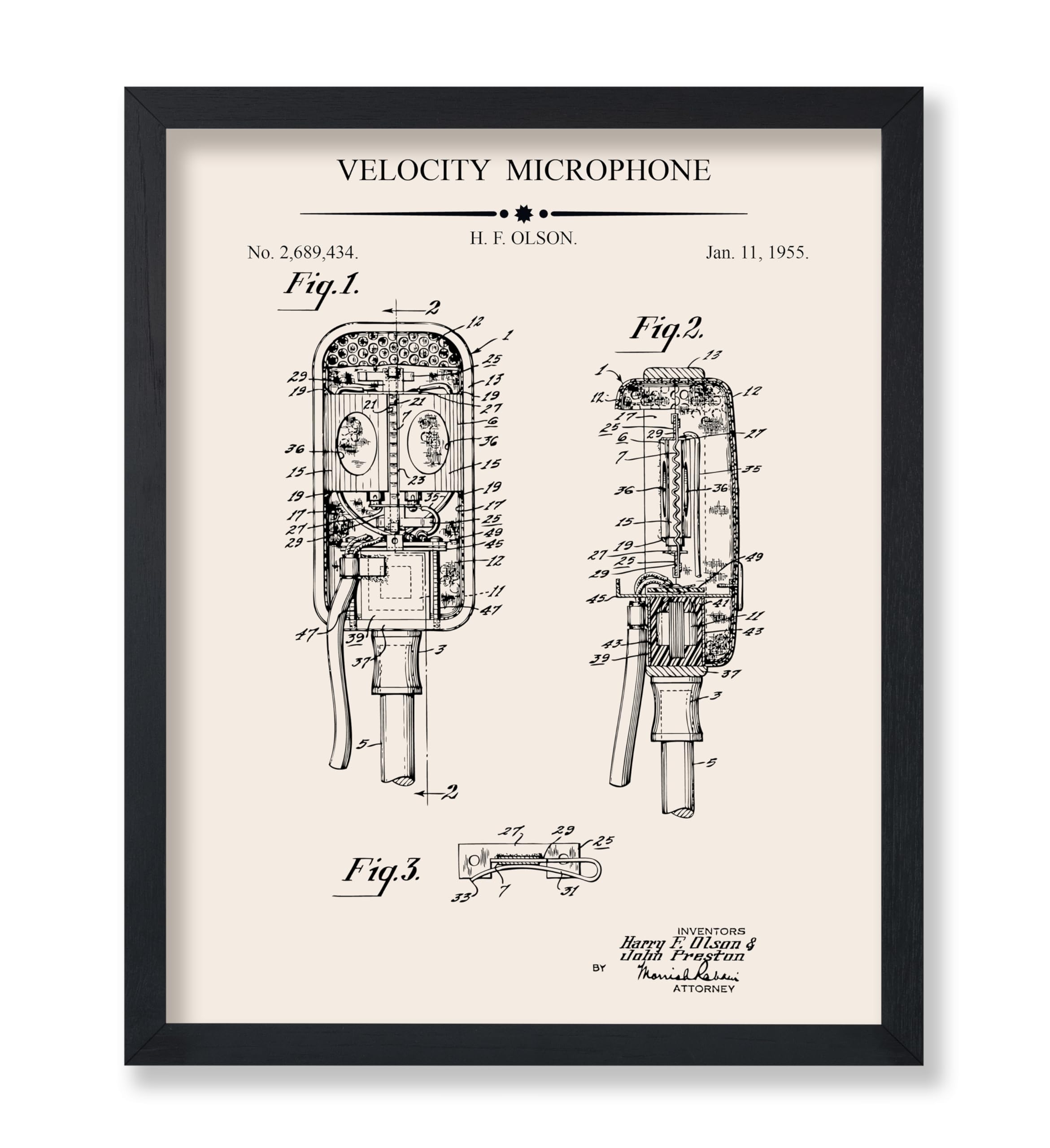 Poster Master Velocity Microphone Blueprint Poster - Microphone Patent ...