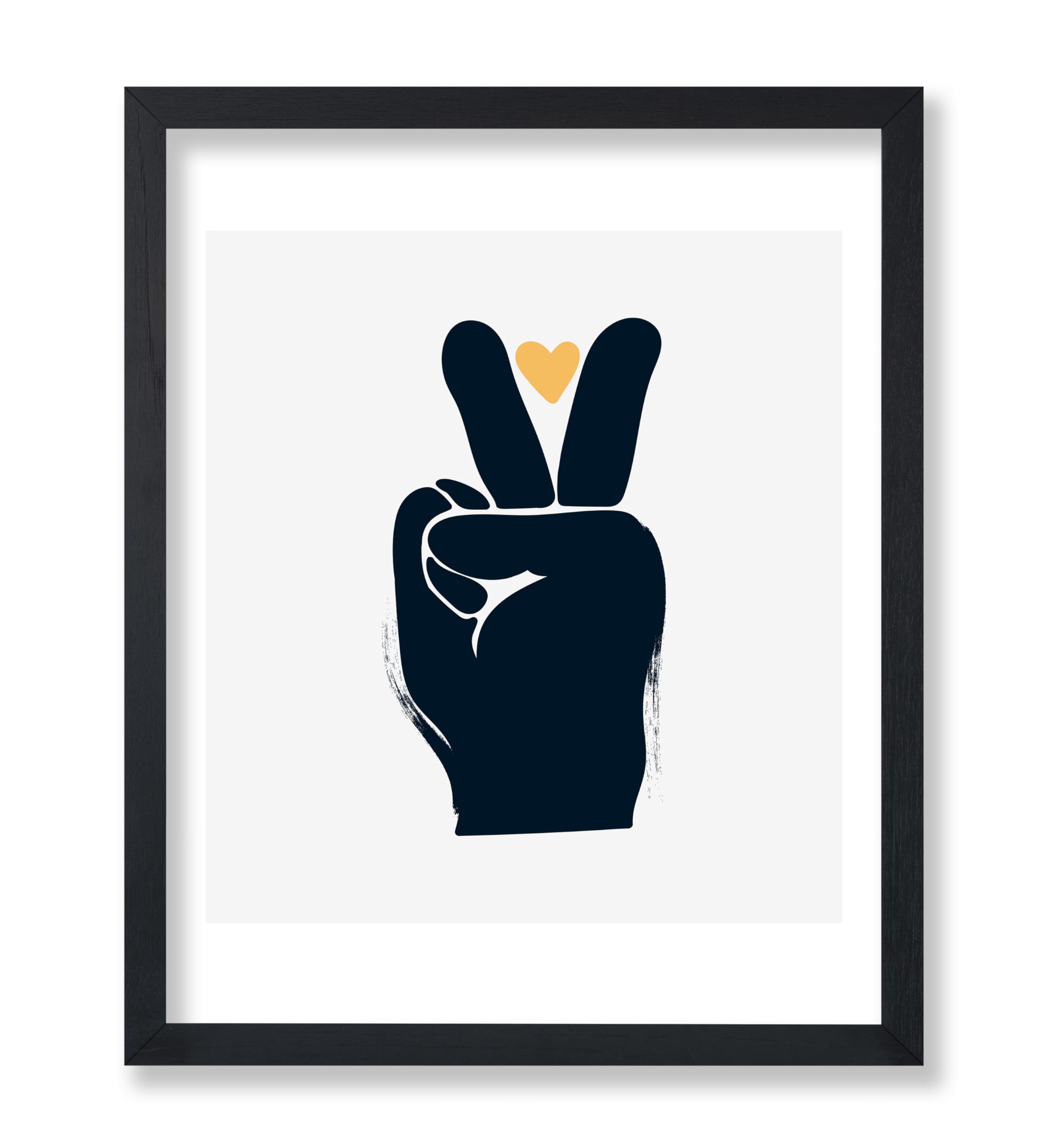 Poster Master Victory Poster - Retro Heart Print - Peace Hand Sign Art ...