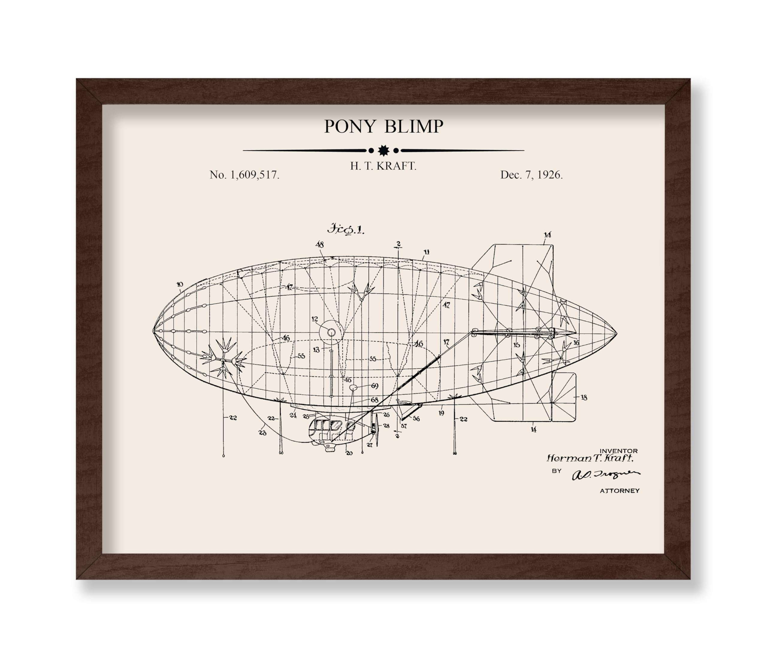 Poster Master Vintage Airship Blueprint Poster - Pony Blimp Patent ...