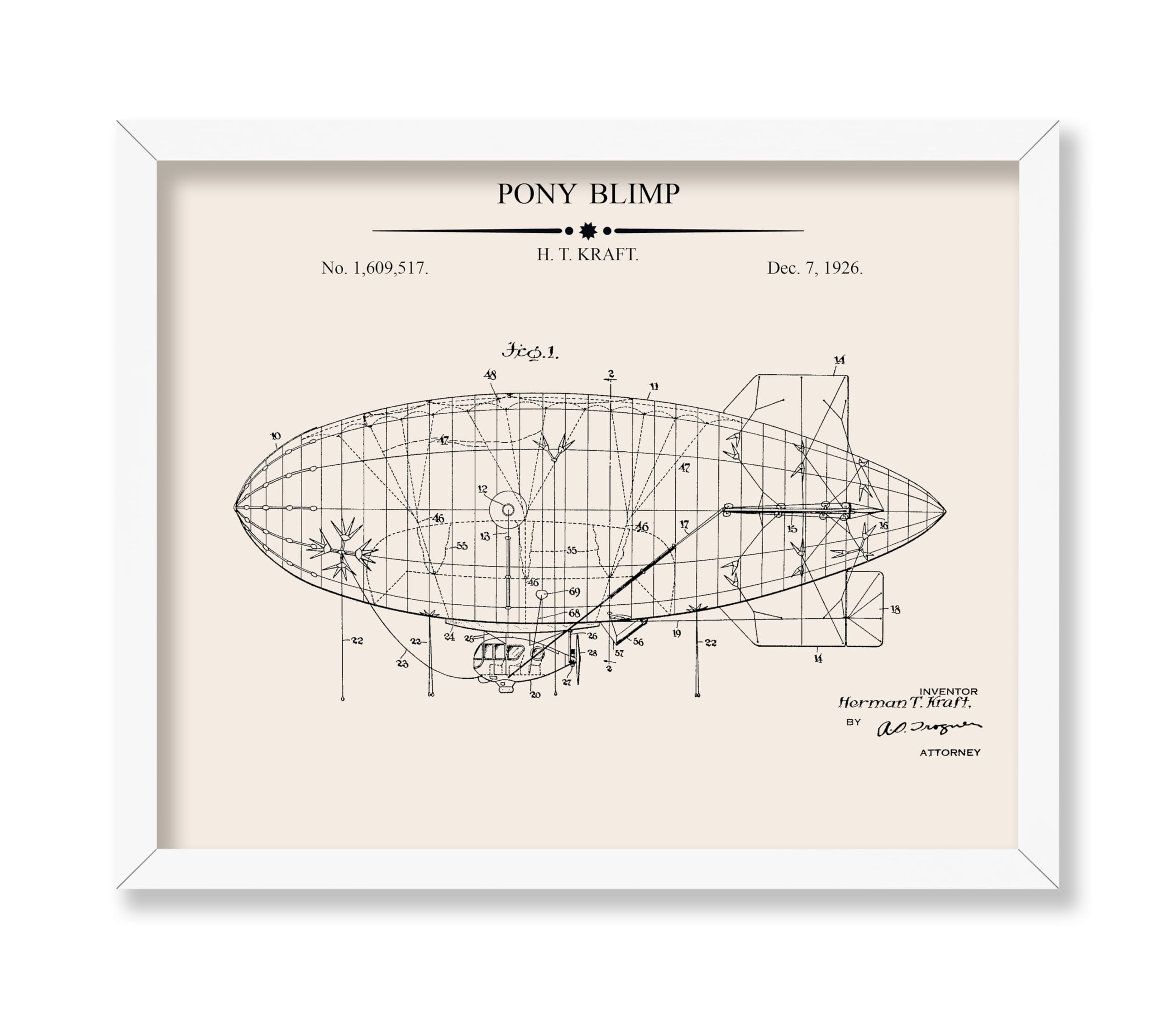 Poster Master Vintage Airship Blueprint Poster - Pony Blimp Patent ...