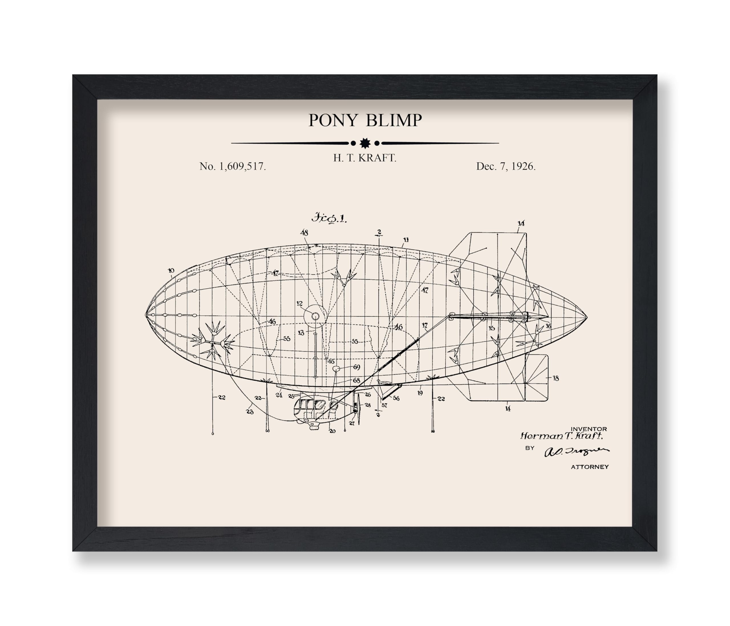 Poster Master Vintage Airship Blueprint Poster - Pony Blimp Patent ...