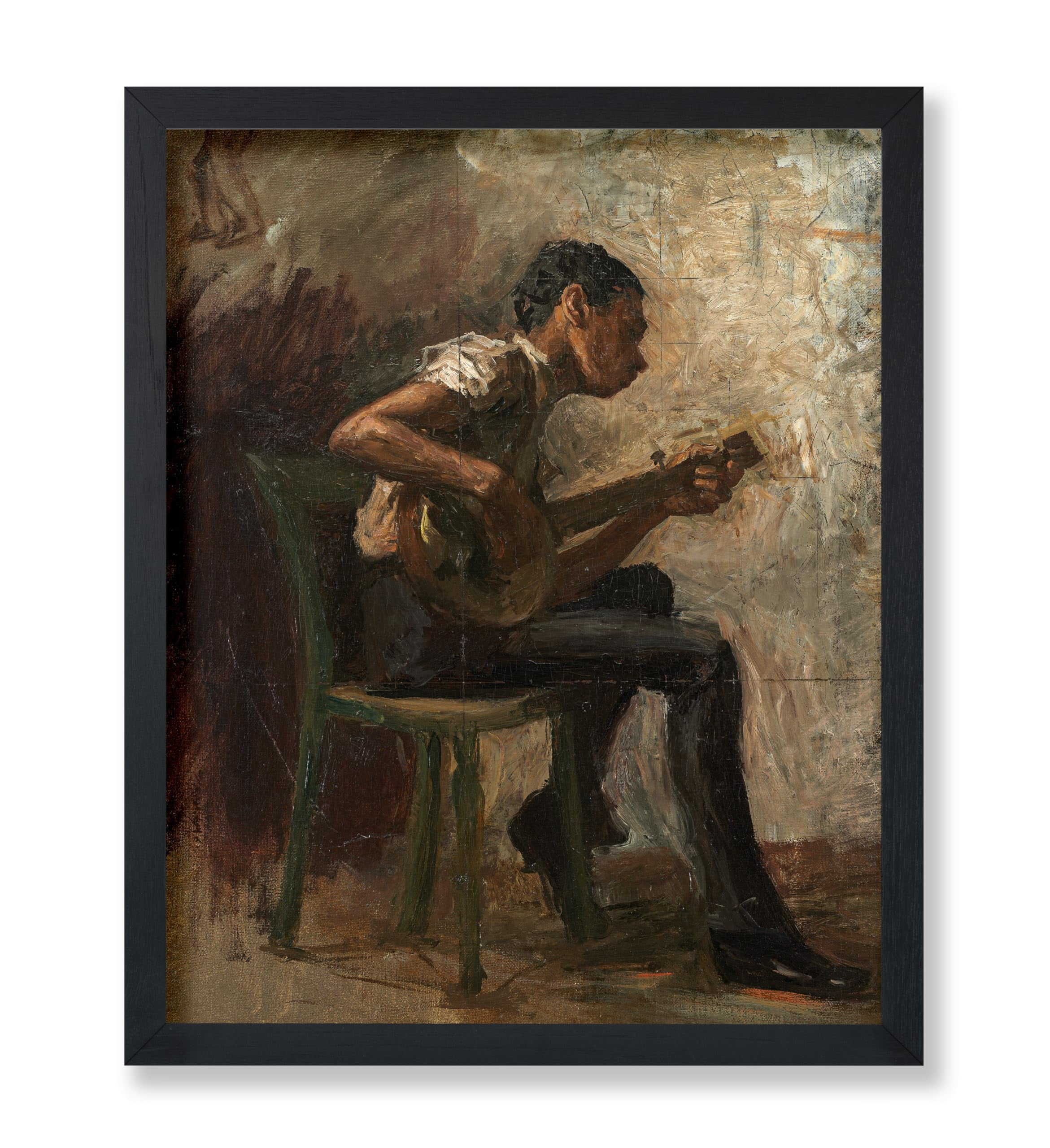 Poster Master Vintage Boy Playing Banjo Painting Poster - Retro Music ...