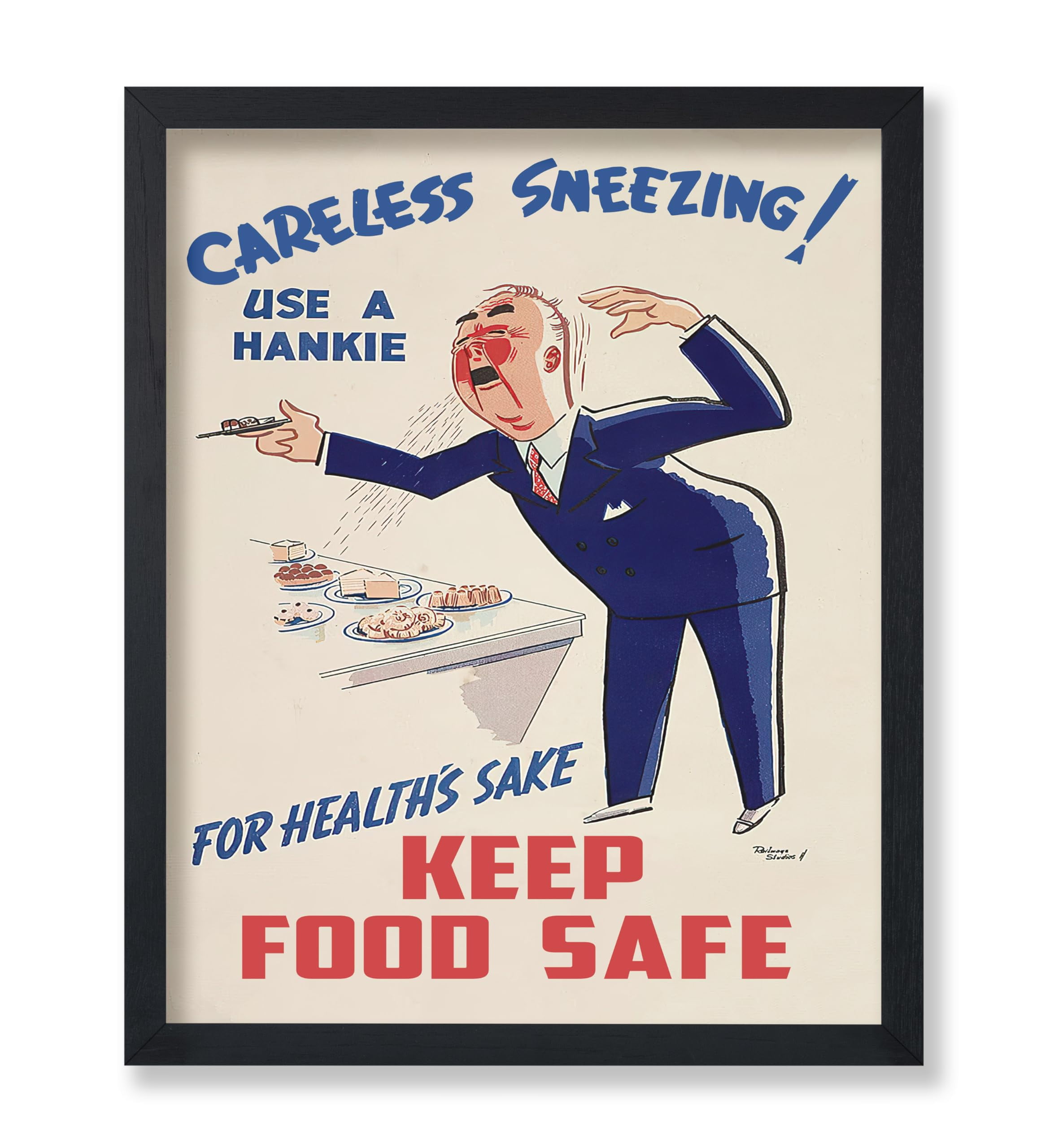 Poster Master Vintage Careless Sneezing Poster - Retro Use A Hankie ...