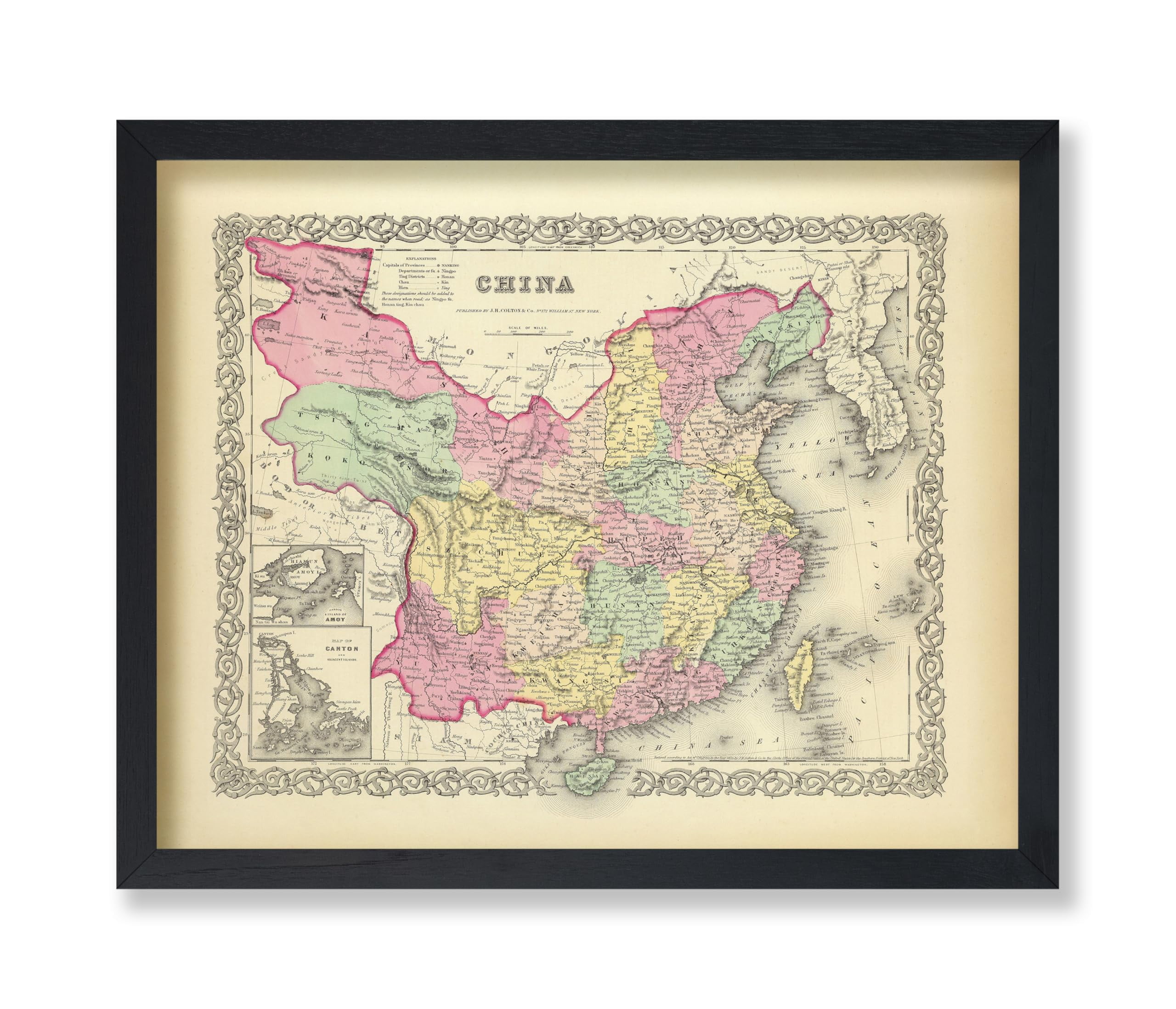 Poster Master Vintage China Map Poster - Retro Chinese Map Print ...
