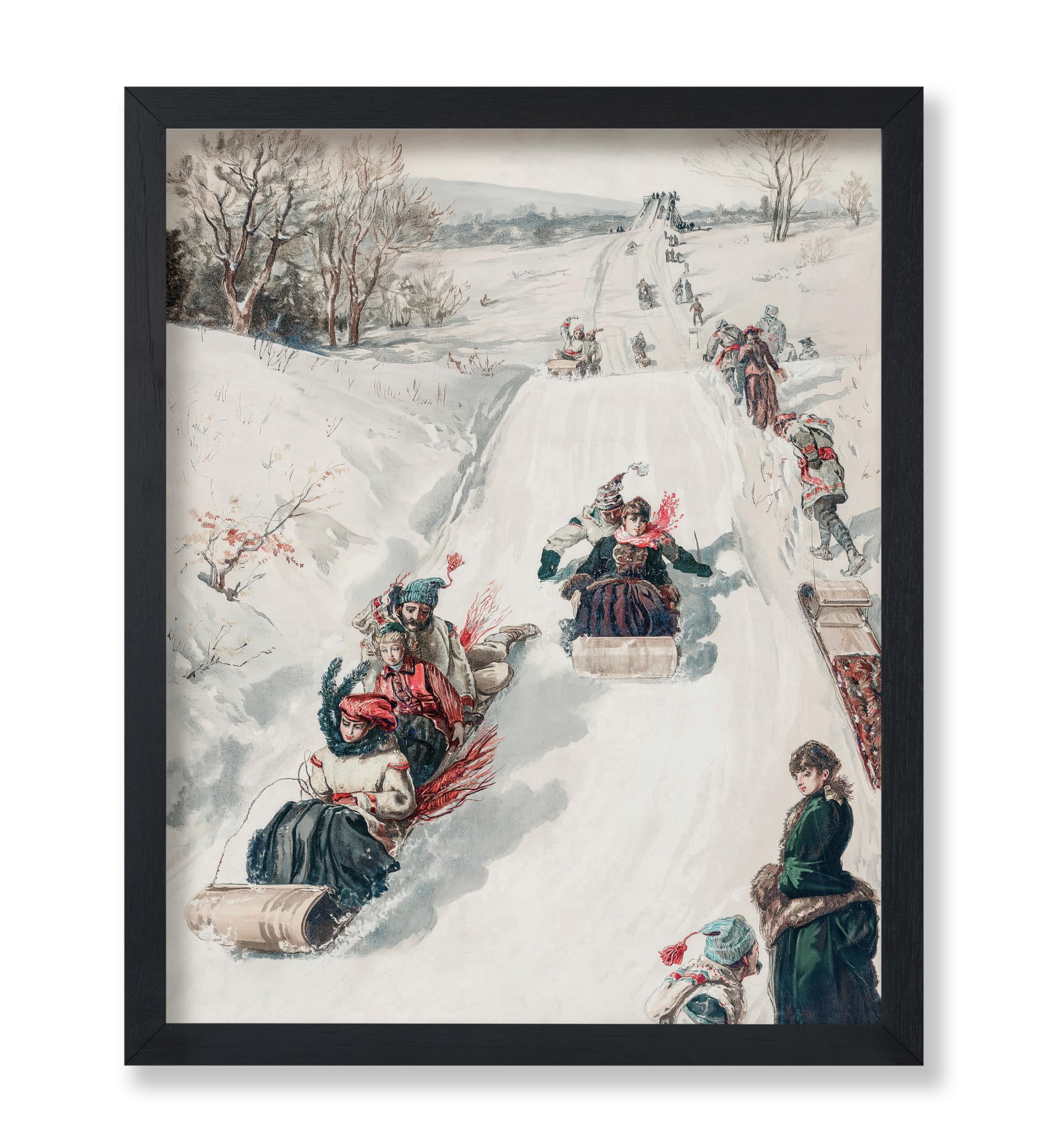 Poster Master Vintage Christmas Poster - Retro Sled Race Print - Winter ...