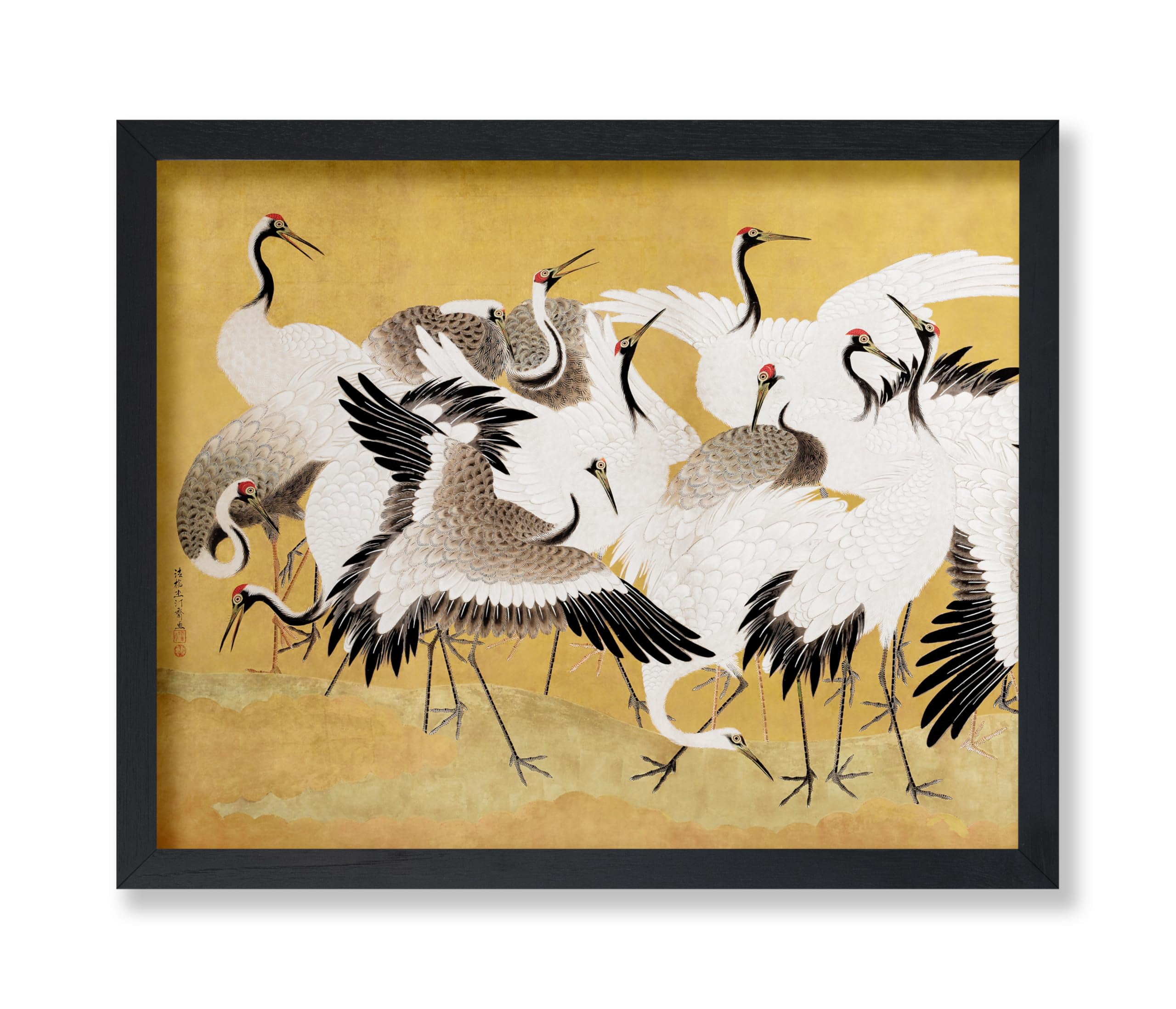 Poster Master Vintage Crane Poster - Retro Flock of Cranes Print ...