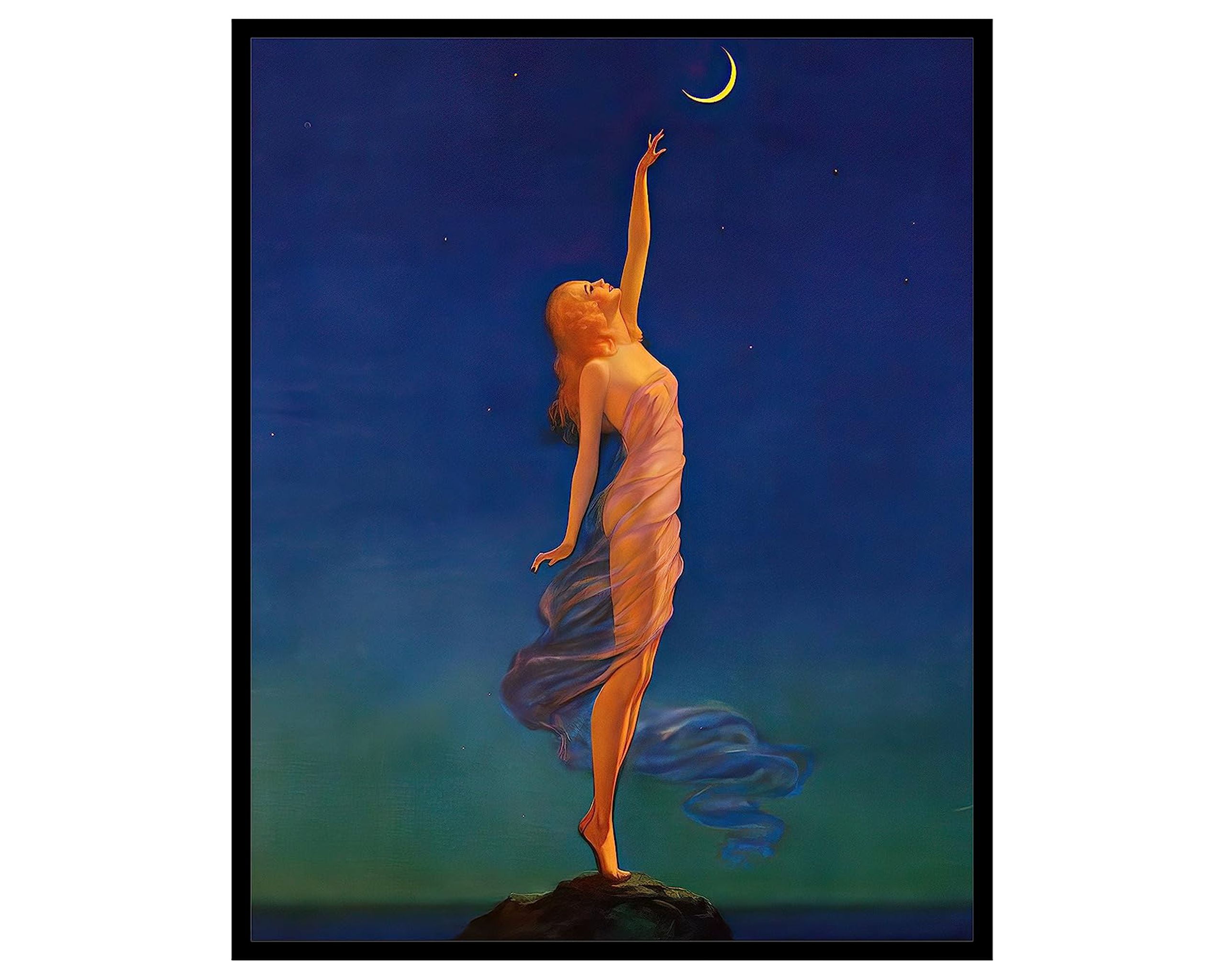 Poster Master Vintage EC36 Reaching for the Moon Retro Crescent Moon ...