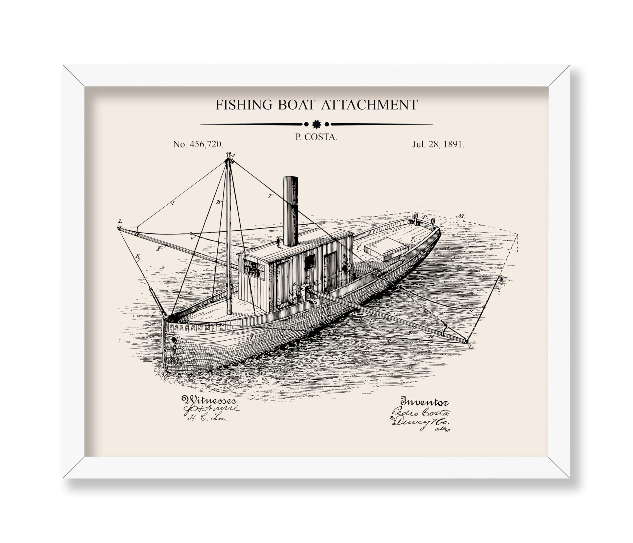 Poster Master Vintage Fishing Blueprint Poster - Fishing Boat ...