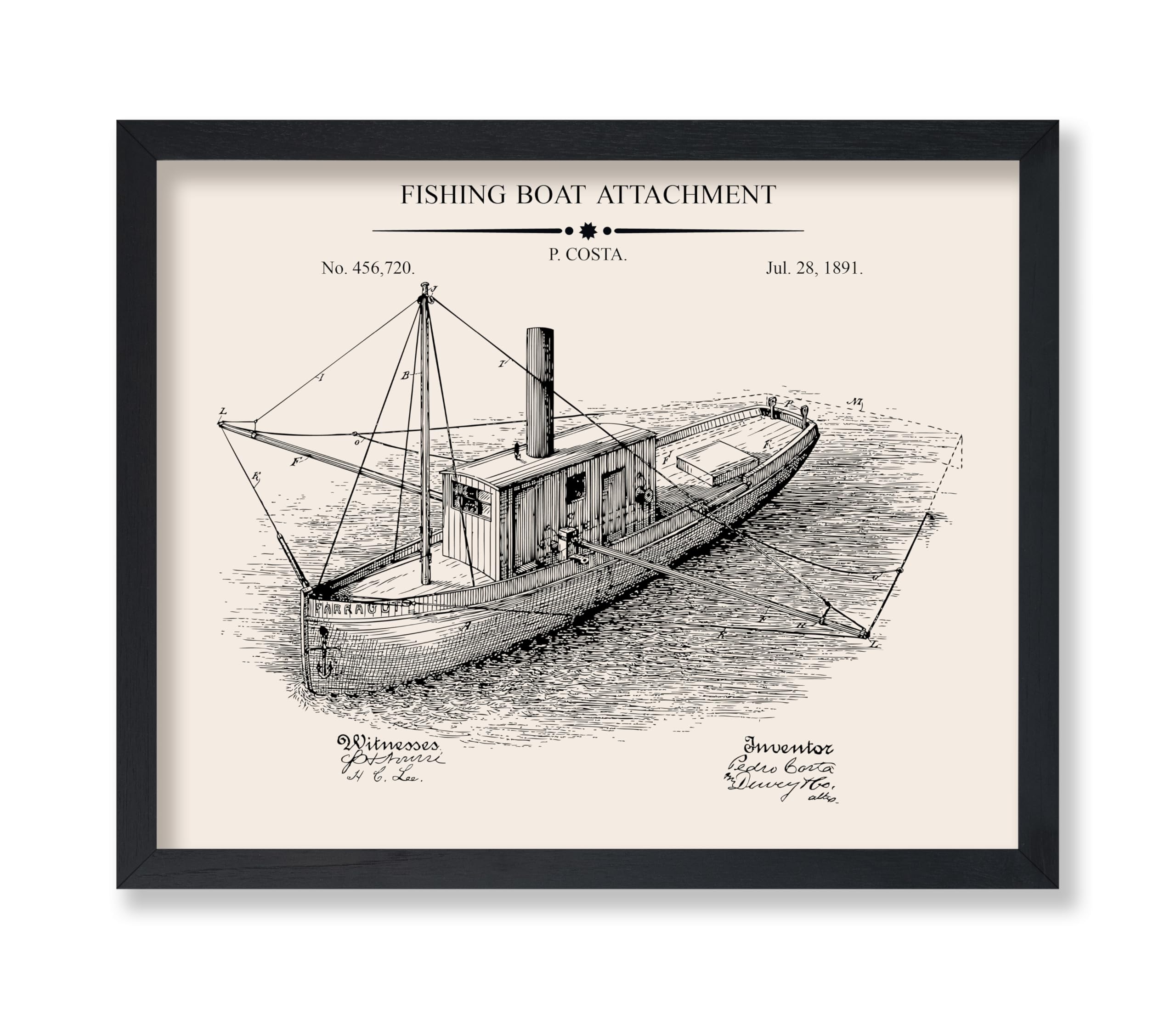 Poster Master Vintage Fishing Blueprint Poster - Fishing Boat ...