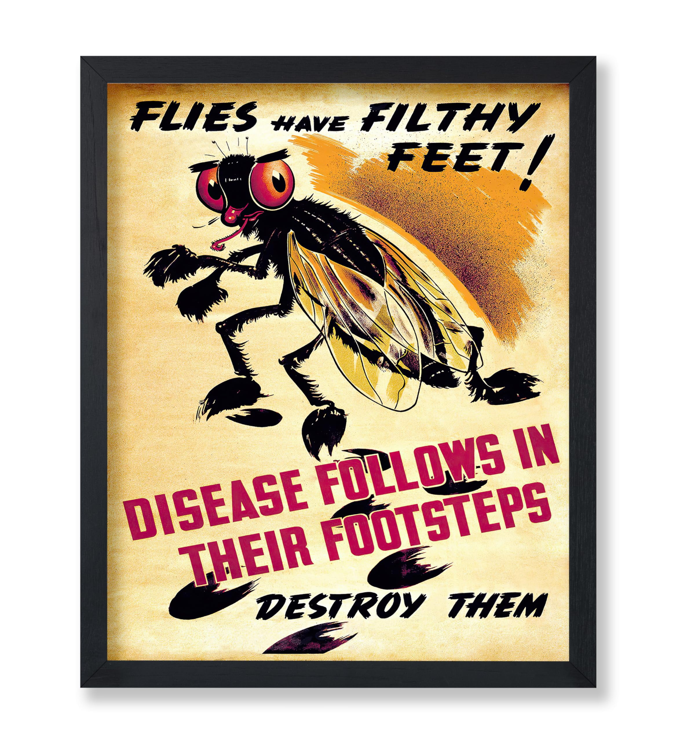 Poster Master Vintage Flies Have Filthy Feet Poster - Retro Flies Have Filthy Feet Destroy Them ...