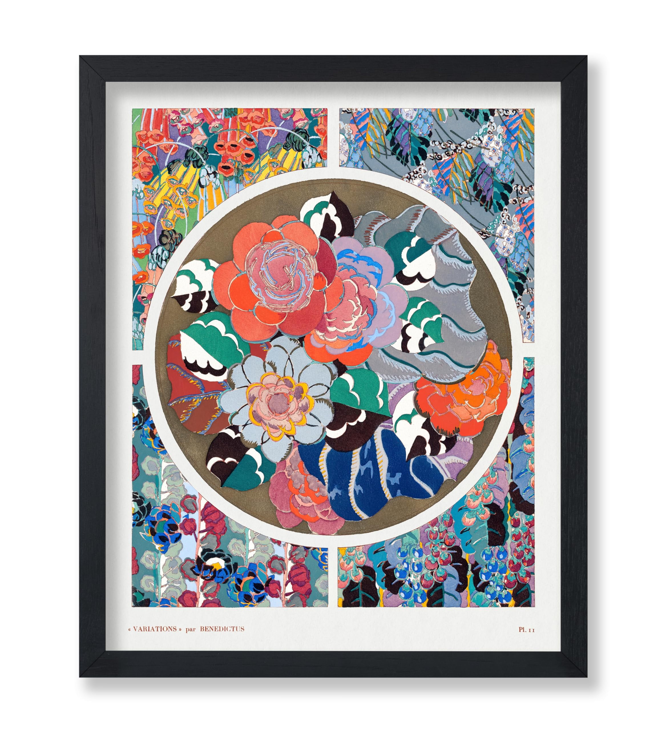 Poster Master Vintage Flower Poster - Retro Flower Pattern Print ...