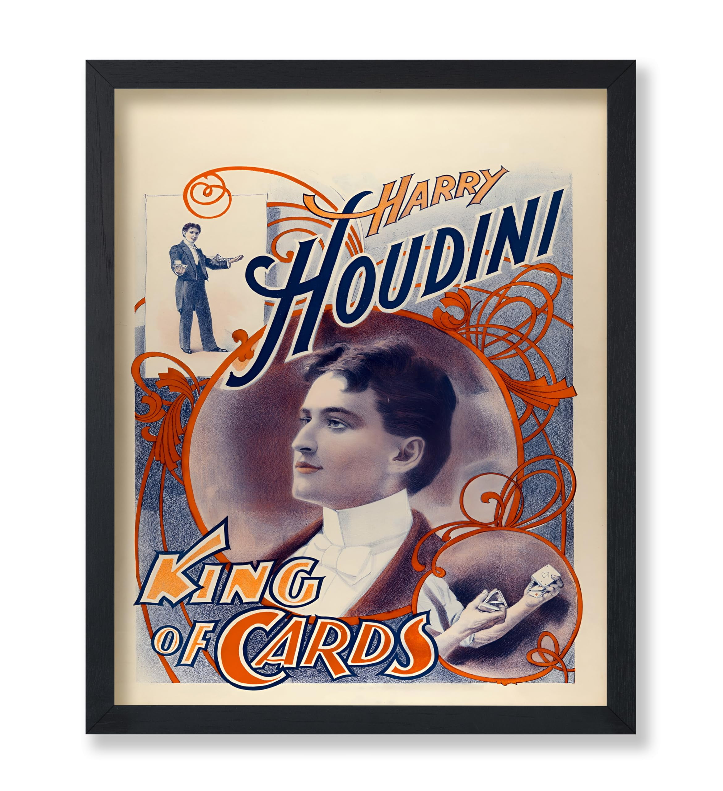 Poster Master Vintage Harry Houdini Poster - Retro King of Cards Print ...