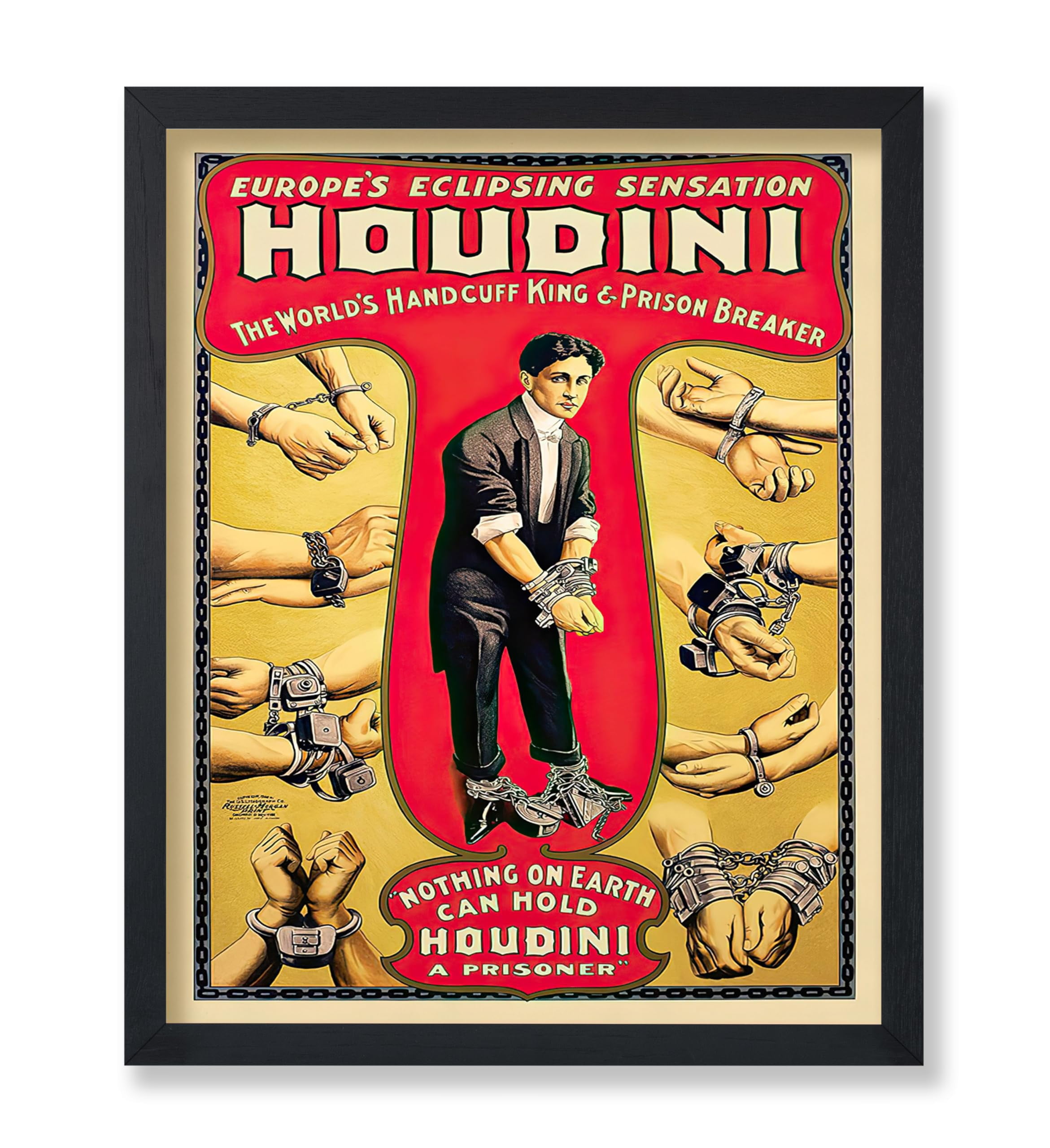 Poster Master Vintage Houdini Handcuff King Poster - Retro Houdini ...