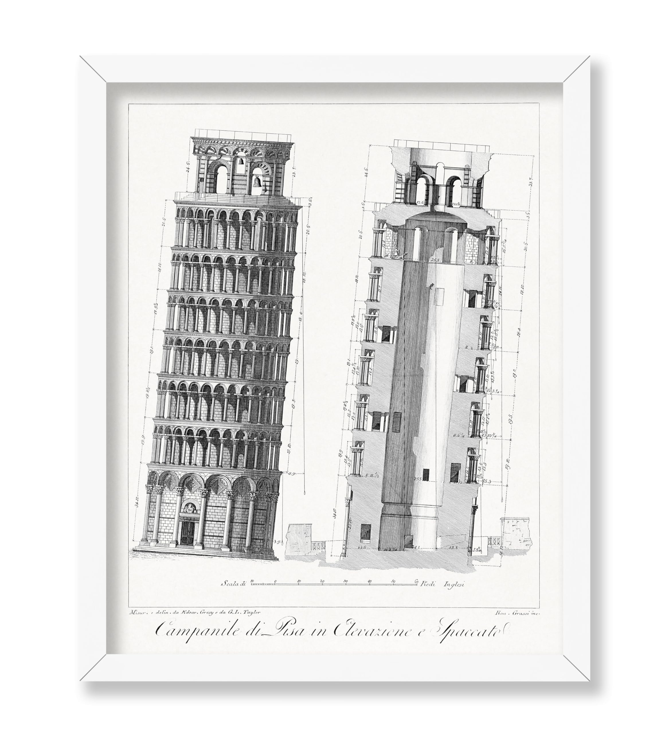 Poster Master Vintage Illustration Poster - Retro Minimalist Print - Leaning Tower of Pisa ...
