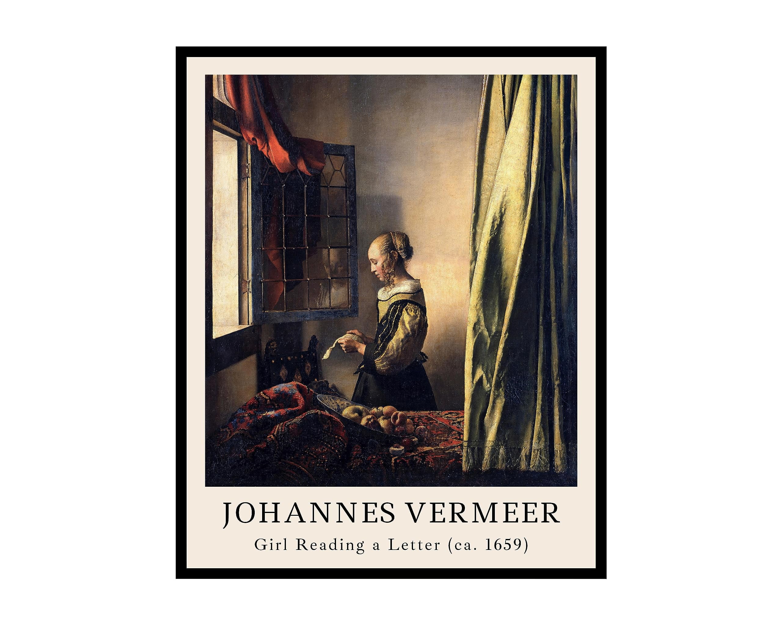 Poster Master Vintage Johannes Vermeer Poster - Retro Girl Reading a ...
