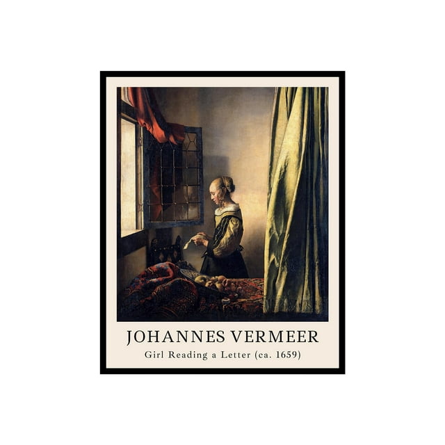 Poster Master Vintage Johannes Vermeer Poster - Retro Girl Reading a ...