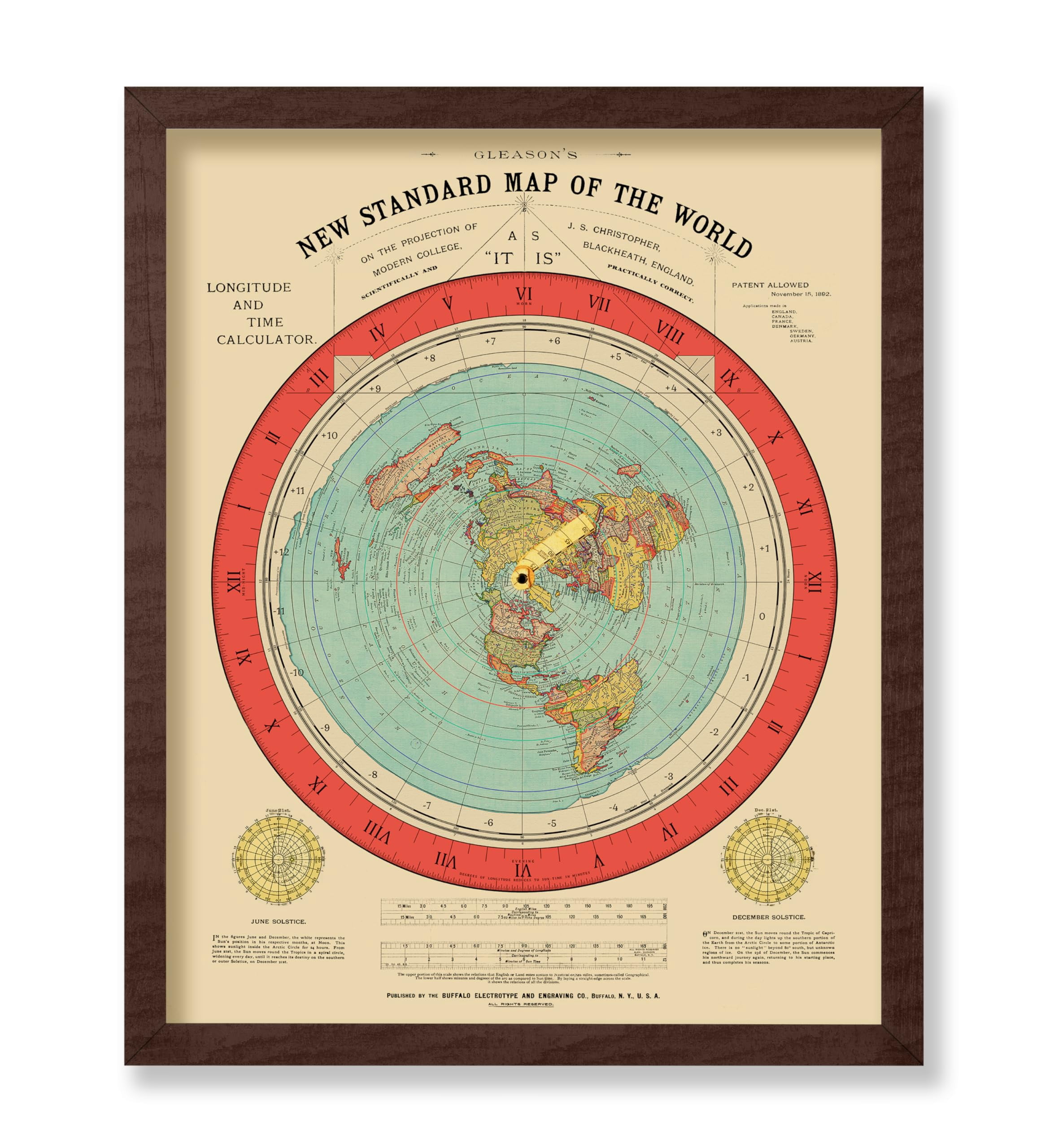 Poster Master Vintage Map Poster - New Standard of the World Map - Flat ...