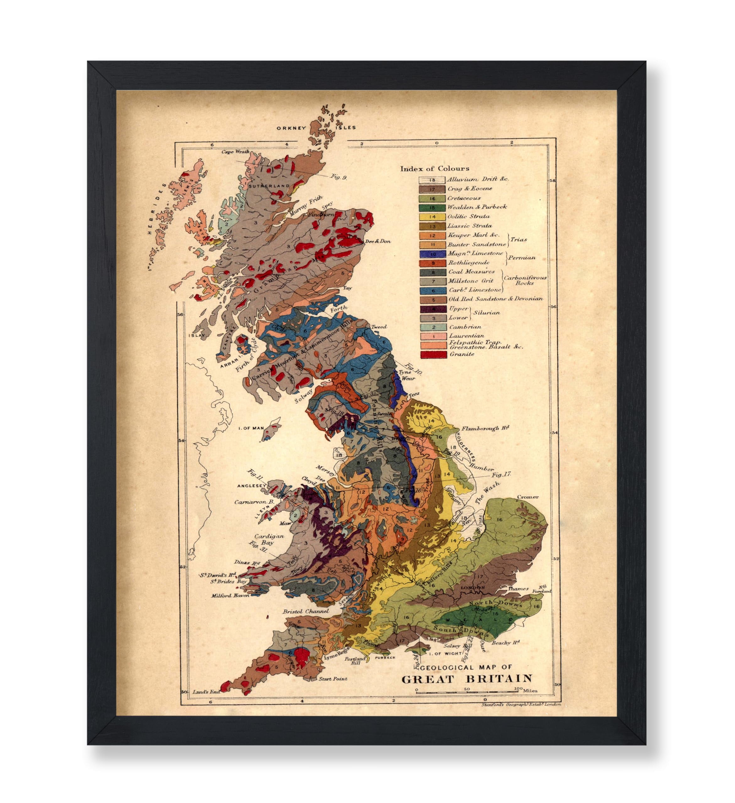 Poster Master Vintage Map Poster - Retro Great Britain Map Print ...