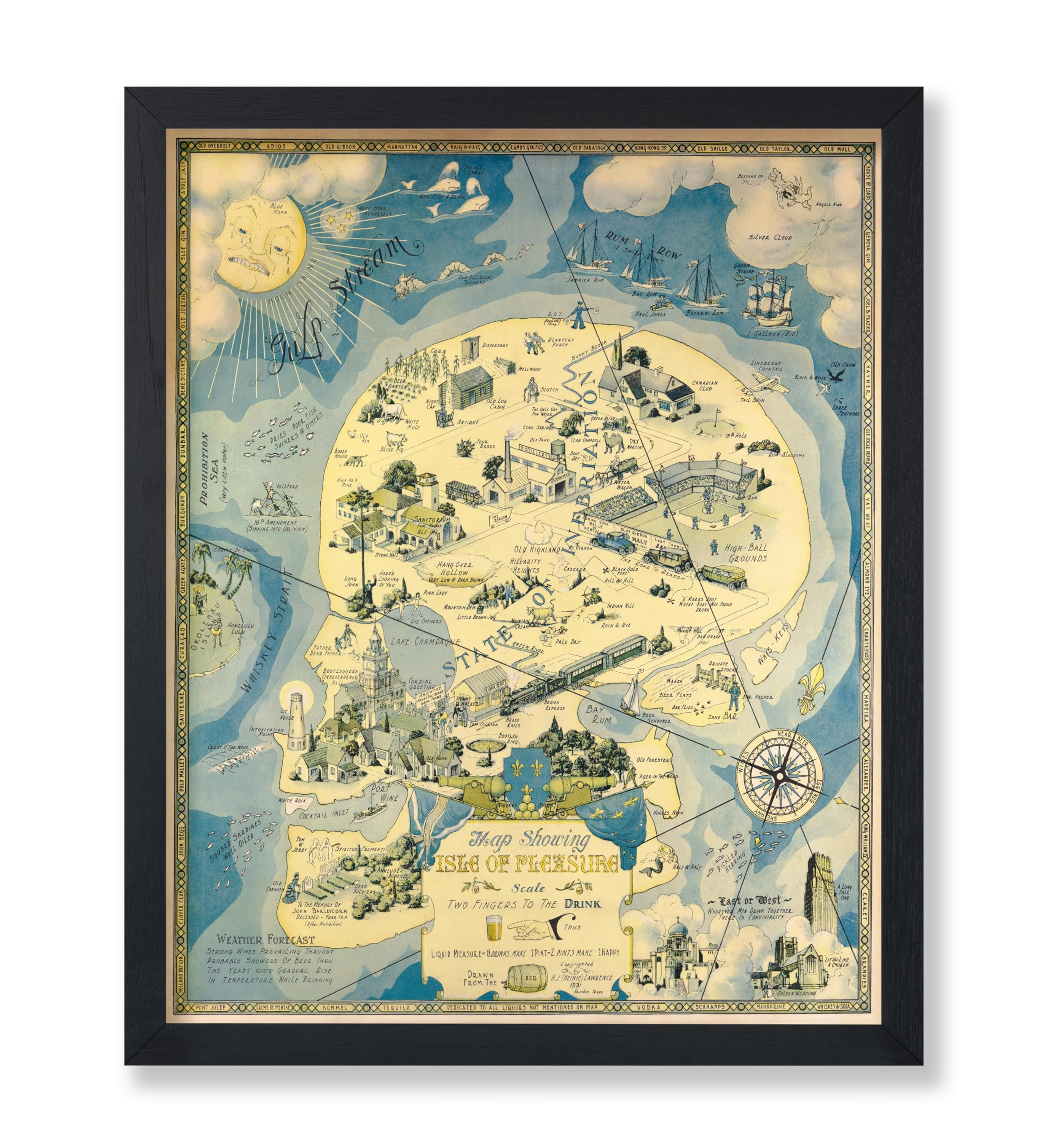 Poster Master Vintage Map Poster - Retro Isles of Pleasure Map Print ...