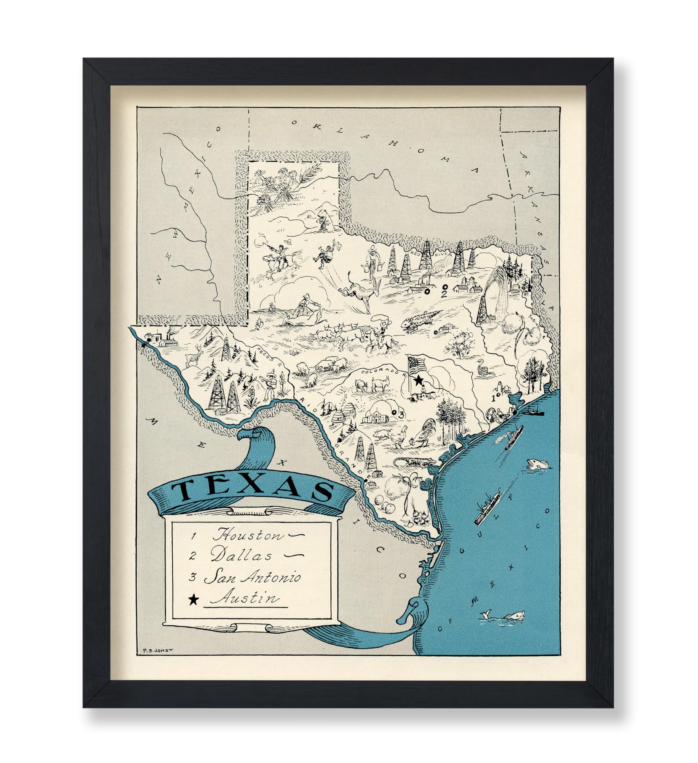Poster Master Vintage Poster - Retro Texas Print - Texas State Art ...