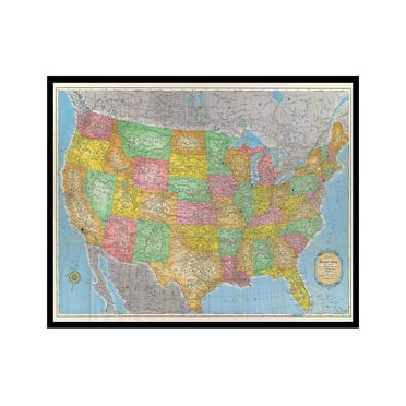 24x36 United States, USA Classic Elite Wall Map Mural Poster - Walmart.com