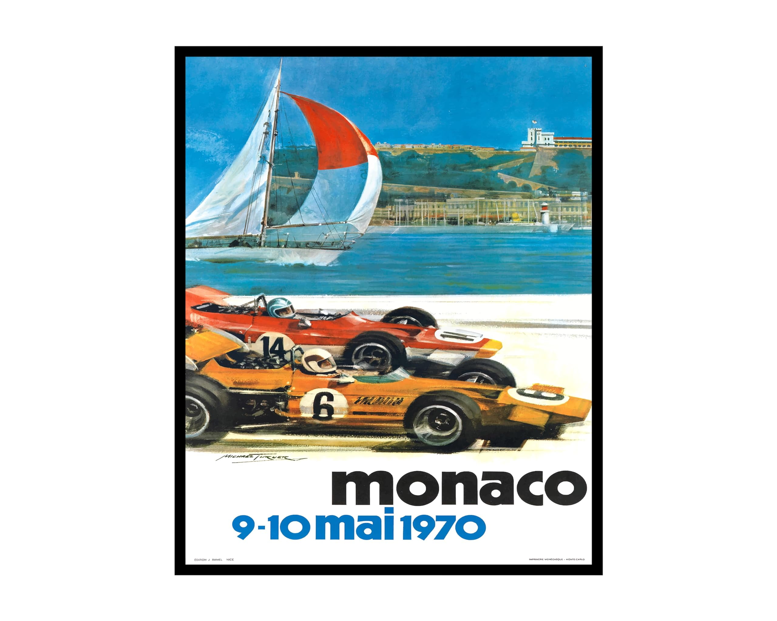 Poster Master Vintage Monaco Car Racing Poster - Retro Monaco Print ...