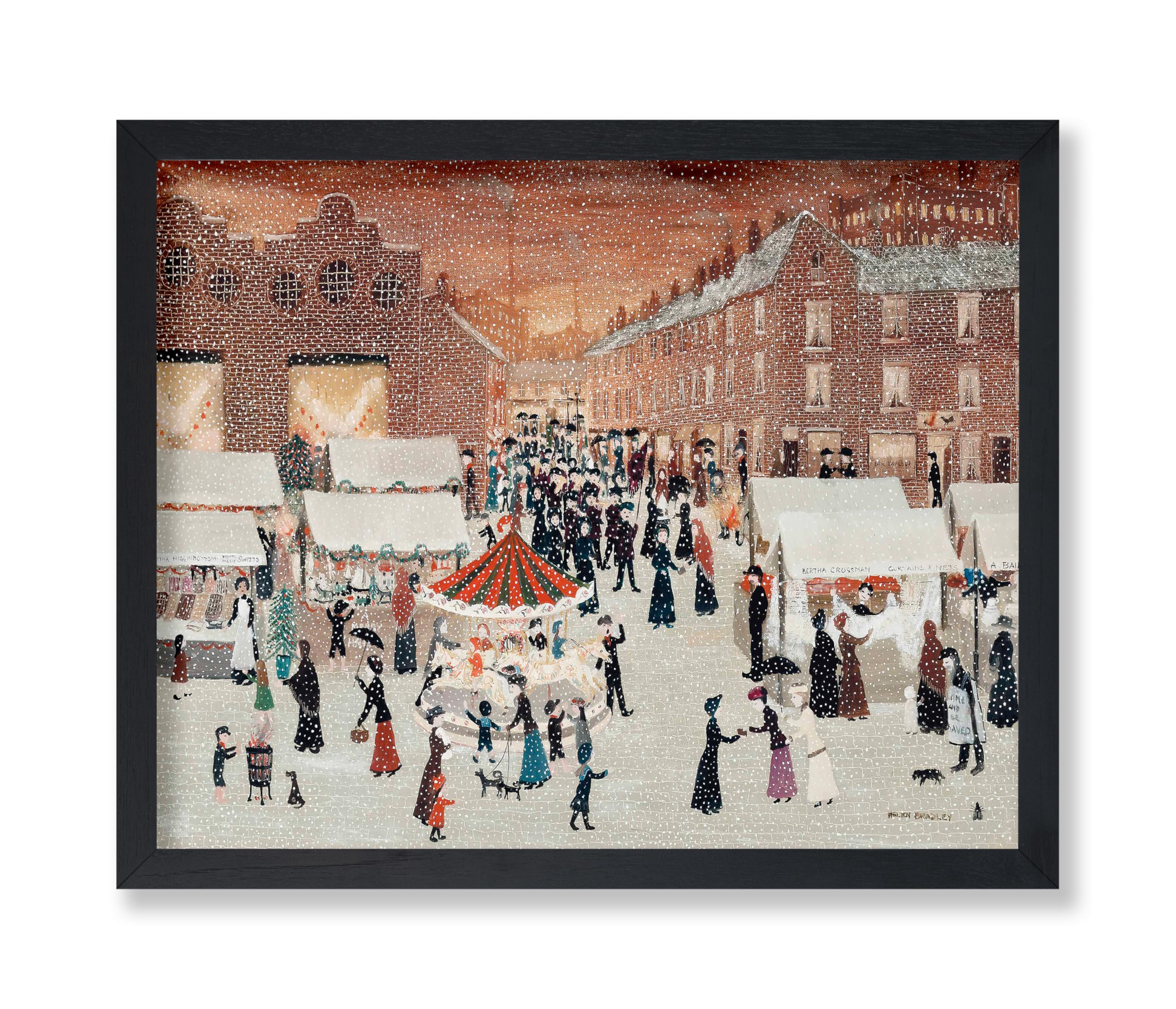 Poster Master Vintage Oldham Market In The Snow On Christmas Eve Poster ...