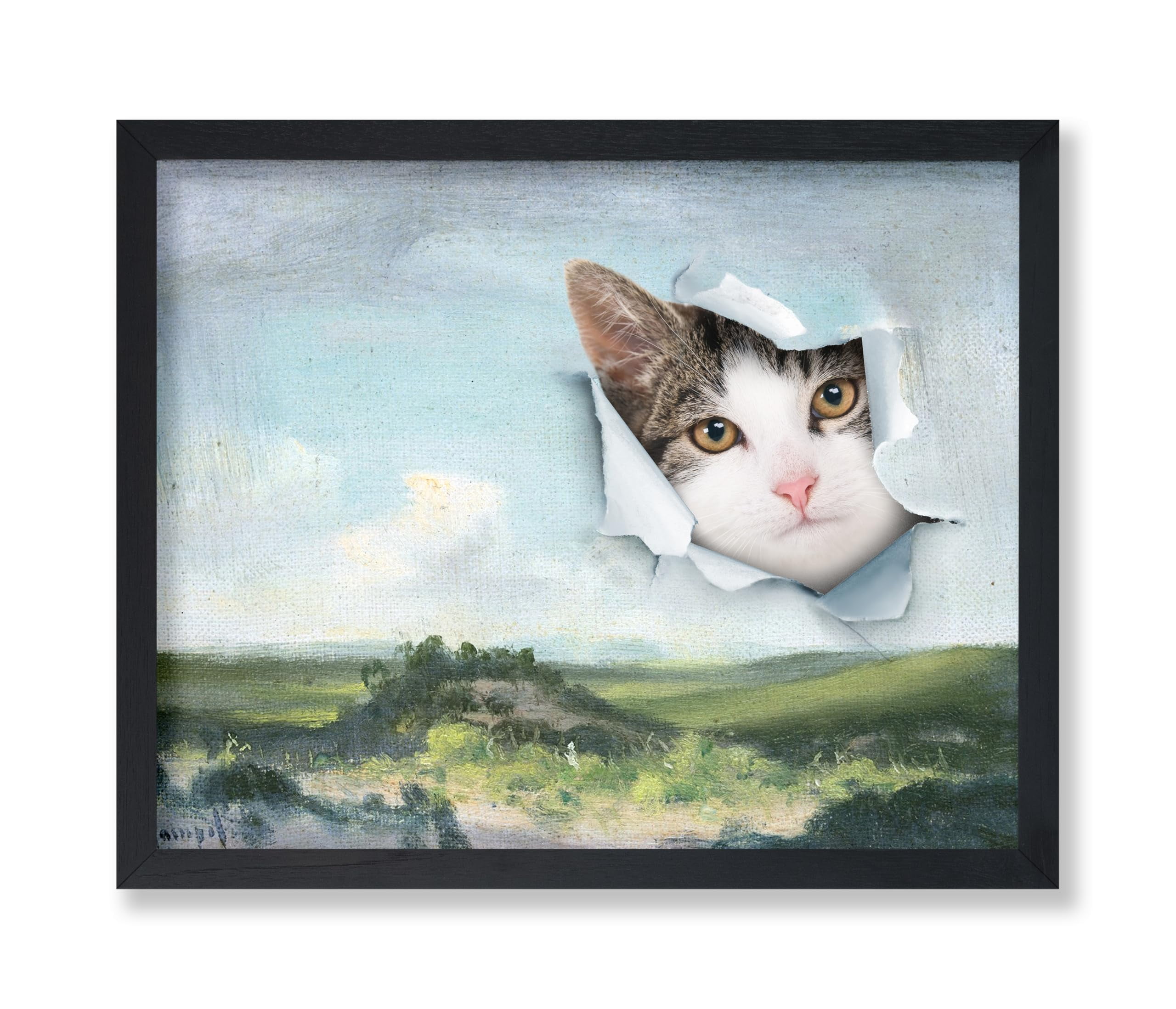 Poster Master Vintage Popping Cat Poster - Meadow Landscape Print ...
