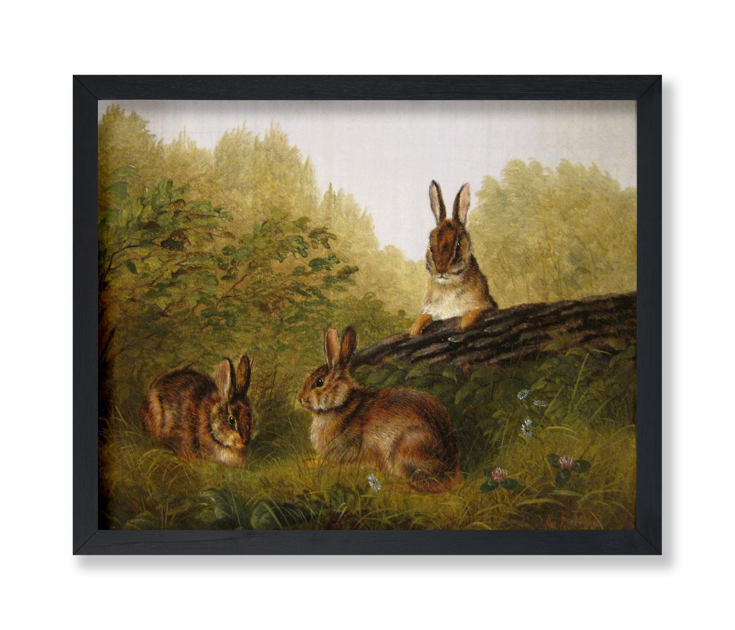 Poster Master Vintage Rabbits On A Log Painting Poster - Retro Easter ...