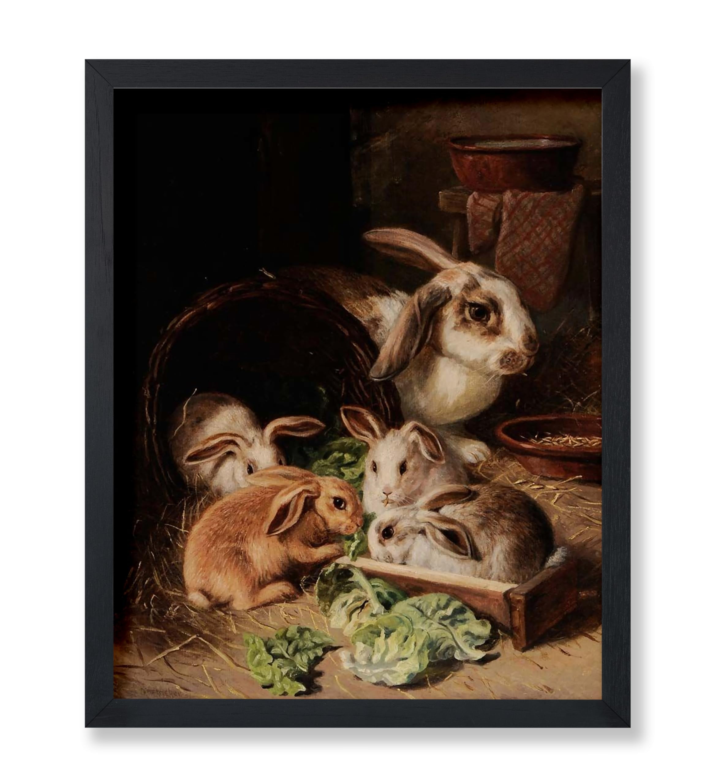 Poster Master Vintage Rabbits Painting Poster - Retro A Family Of ...