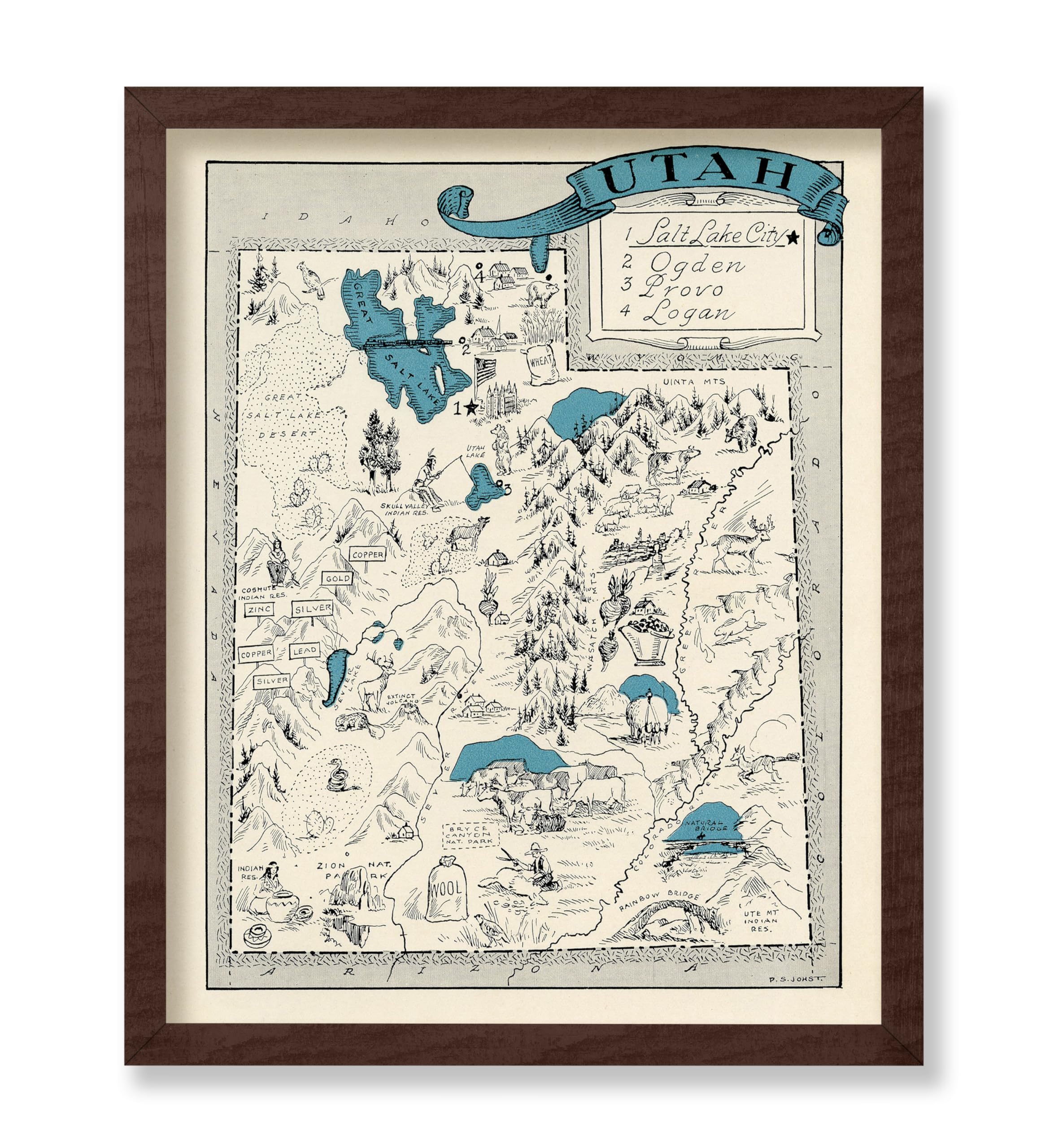 Poster Master Vintage Poster - Retro Utah Print - Utah State Art - Gift ...