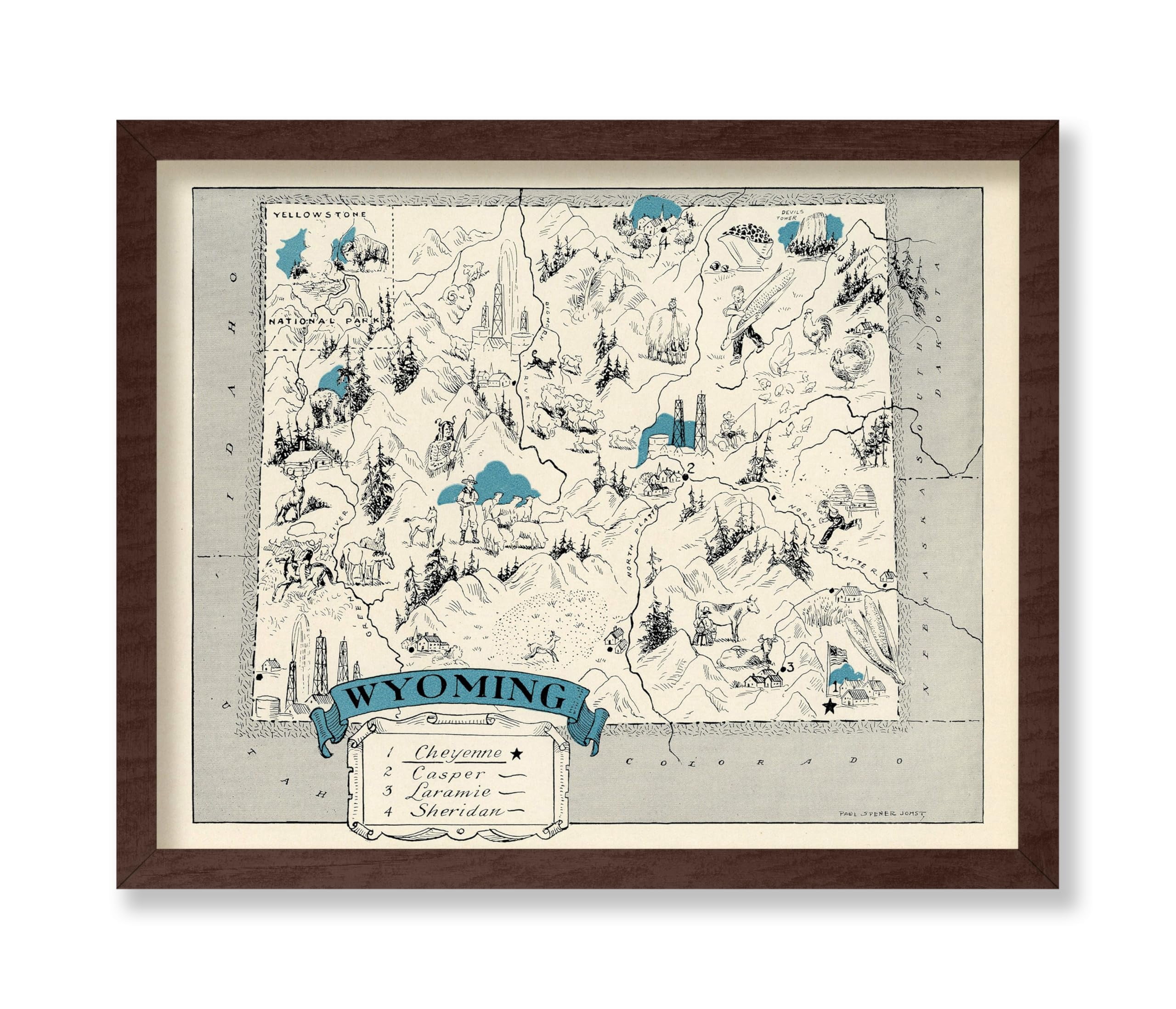 Poster Master Vintage Poster - Retro Wyoming Print - Wyoming State Art ...
